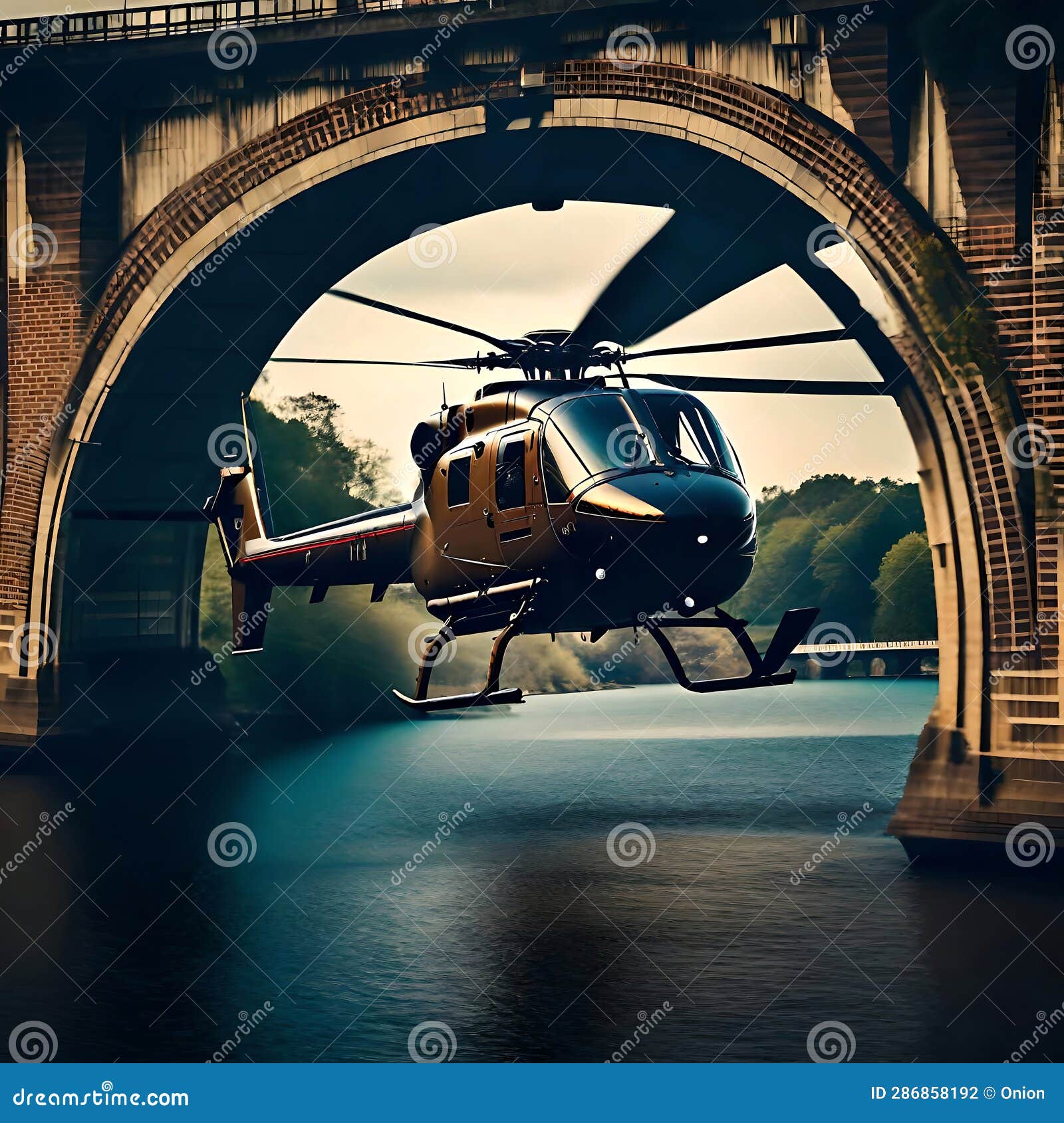 Helicopter Flying Over Dense Jungle, With Smoke Billowing From Its ...