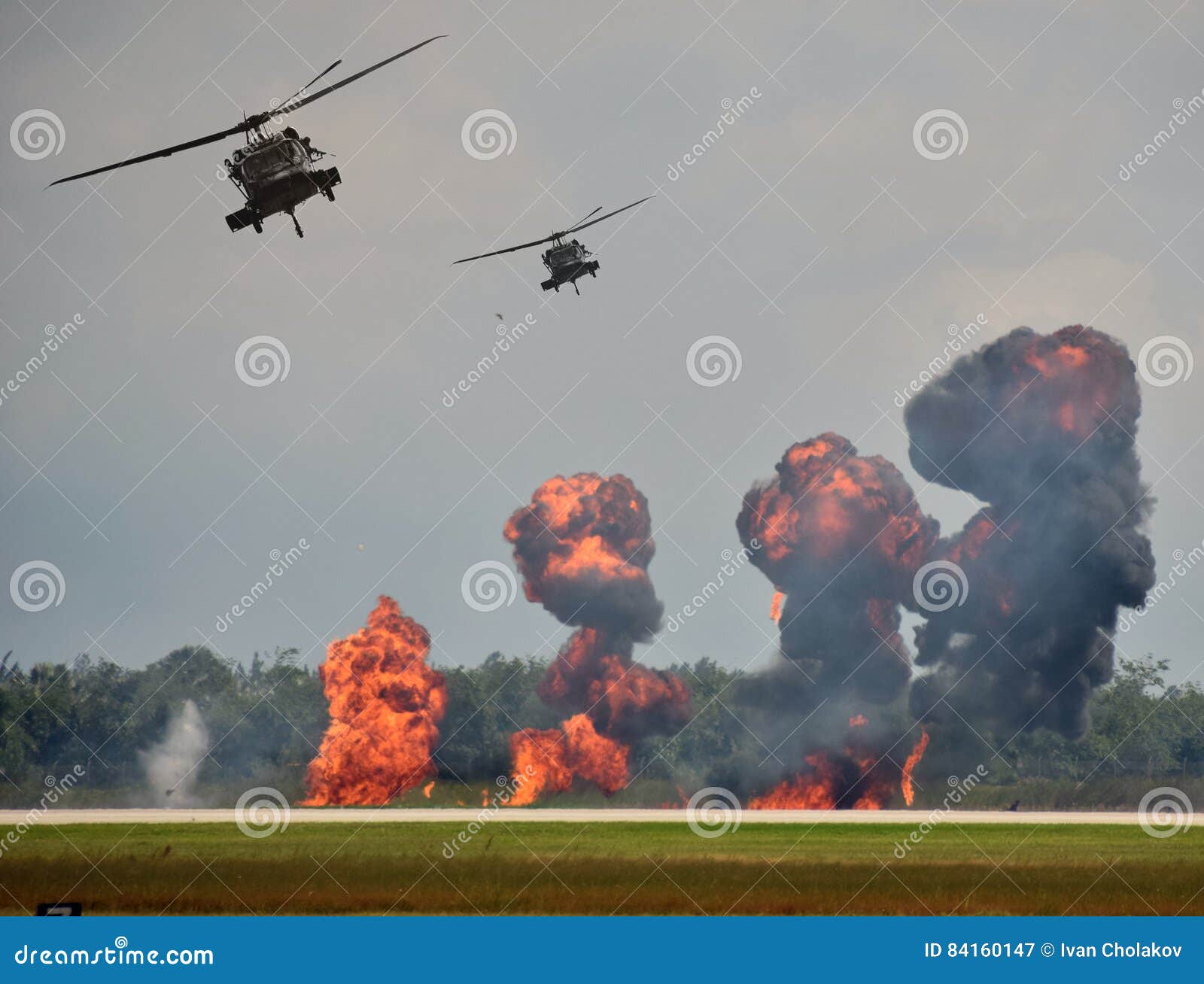 Helicopter ground attack editorial photography. Image of fire - 84160147