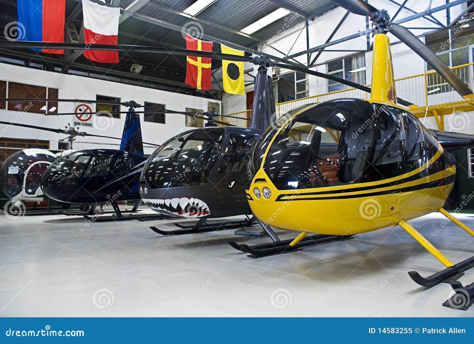 Helicopter Hangar, Full of Robinson R44 Stock Image - Image of aircraft ...