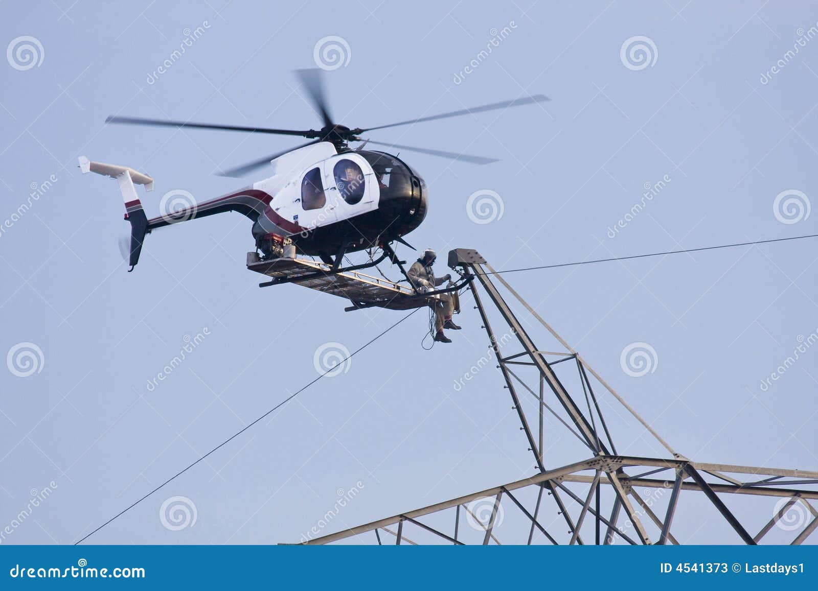 Helicopter High Lines Repair Stock Image - Image of continuity ...