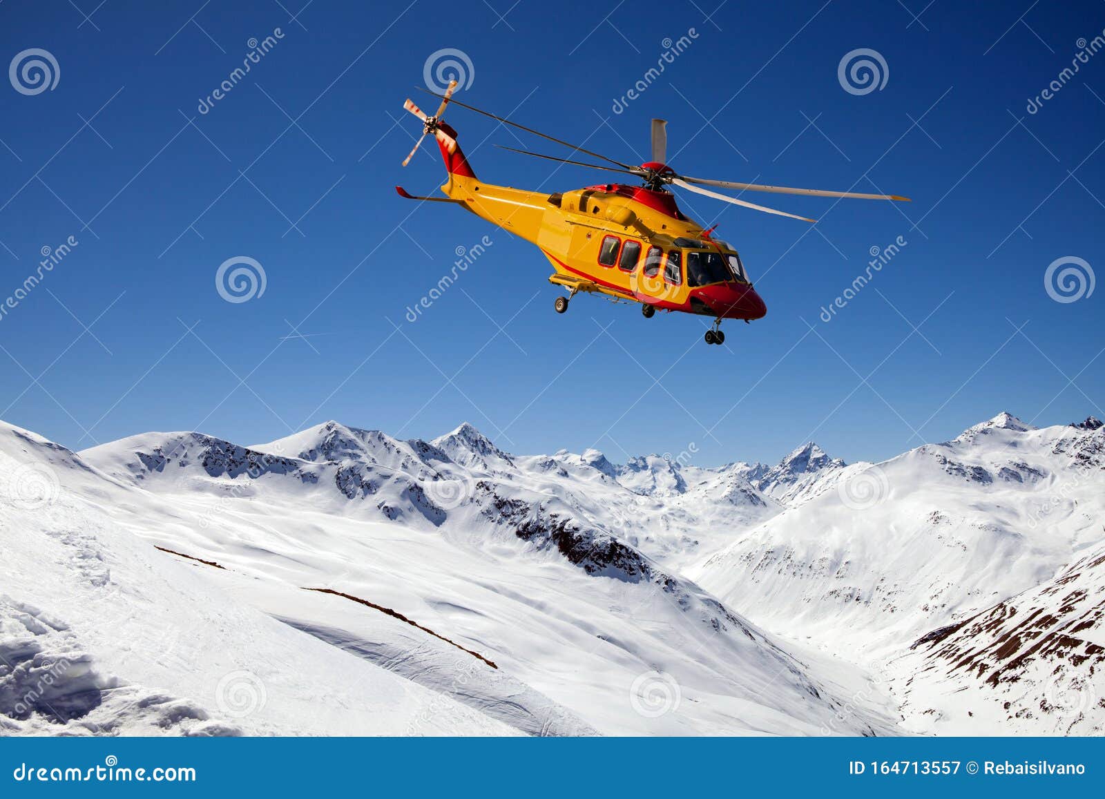 Helicopter Flying Over the Alps Stock Image - Image of aw139, mountain ...