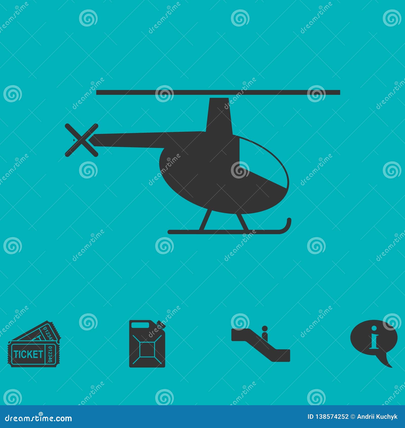 Helicopter icon flat stock vector. Illustration of flight - 138574252
