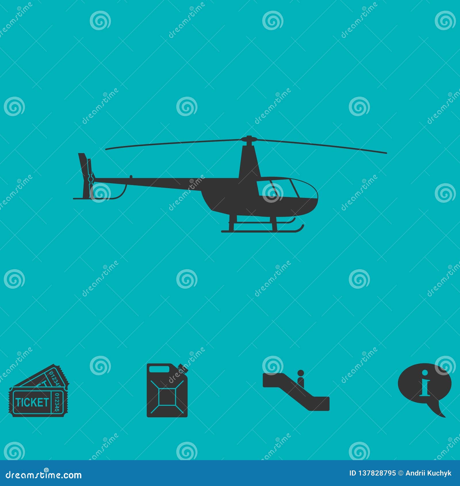 Helicopter icon flat stock vector. Illustration of aircraft - 137828795