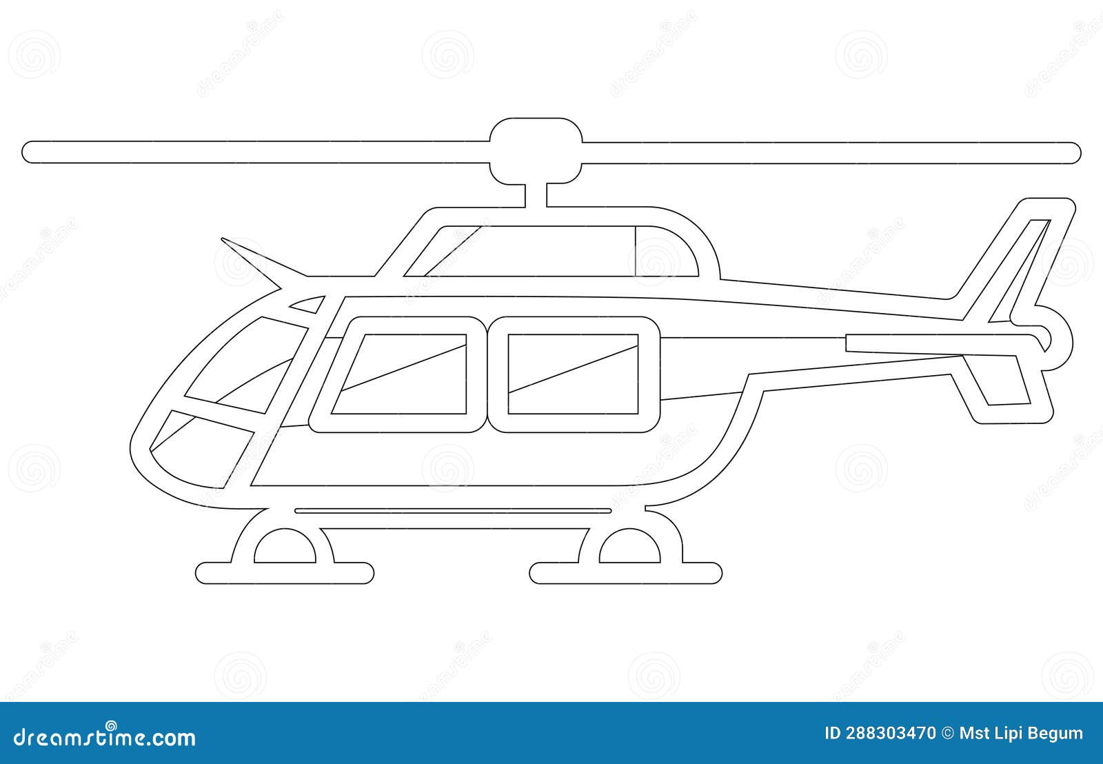 Helicopter Icon Outline Vector Illustration, Outline Drawing of ...