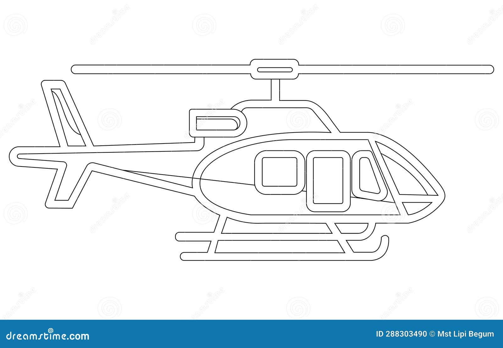 Helicopter Icon Outline Vector Illustration, Outline Drawing of ...