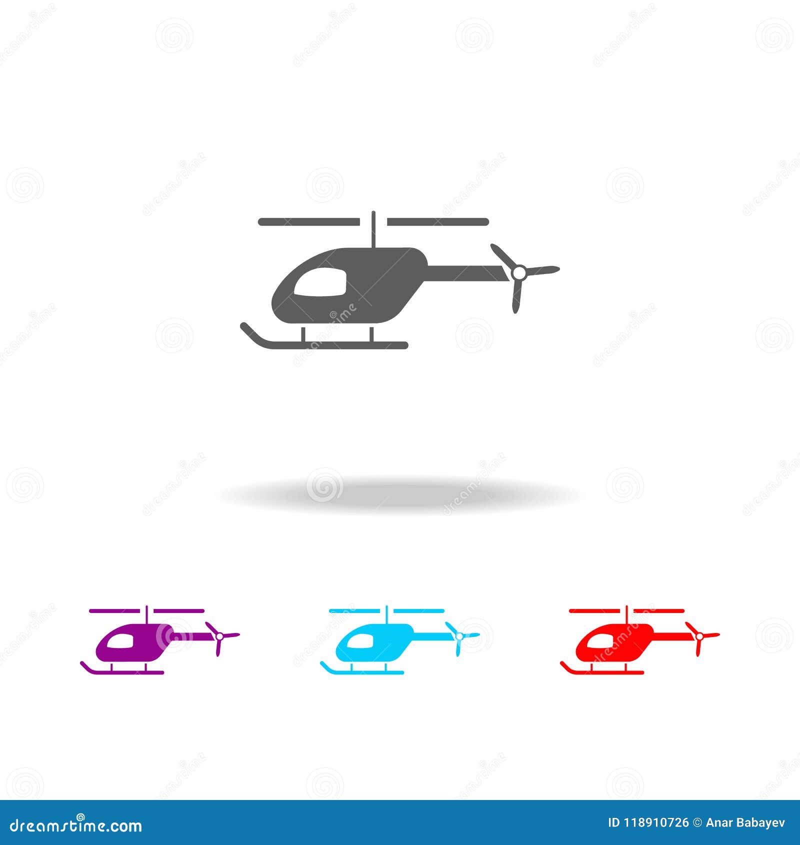 Helicopter Icons. Elements of New Technology in Multi Colored Icons ...