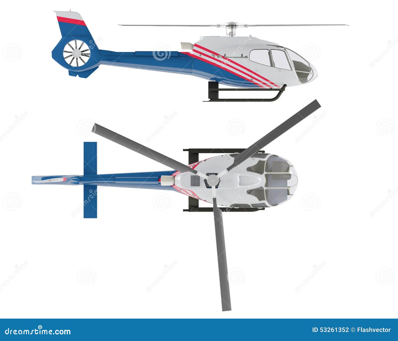 Helicopter Isolated. Top and Front View Stock Illustration ...