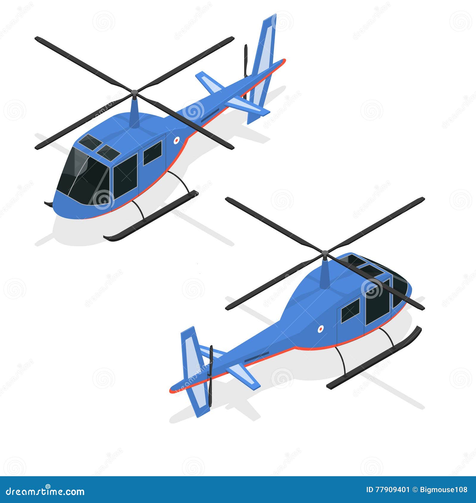 Helicopter Isometric View. Vector Stock Vector - Illustration of ...