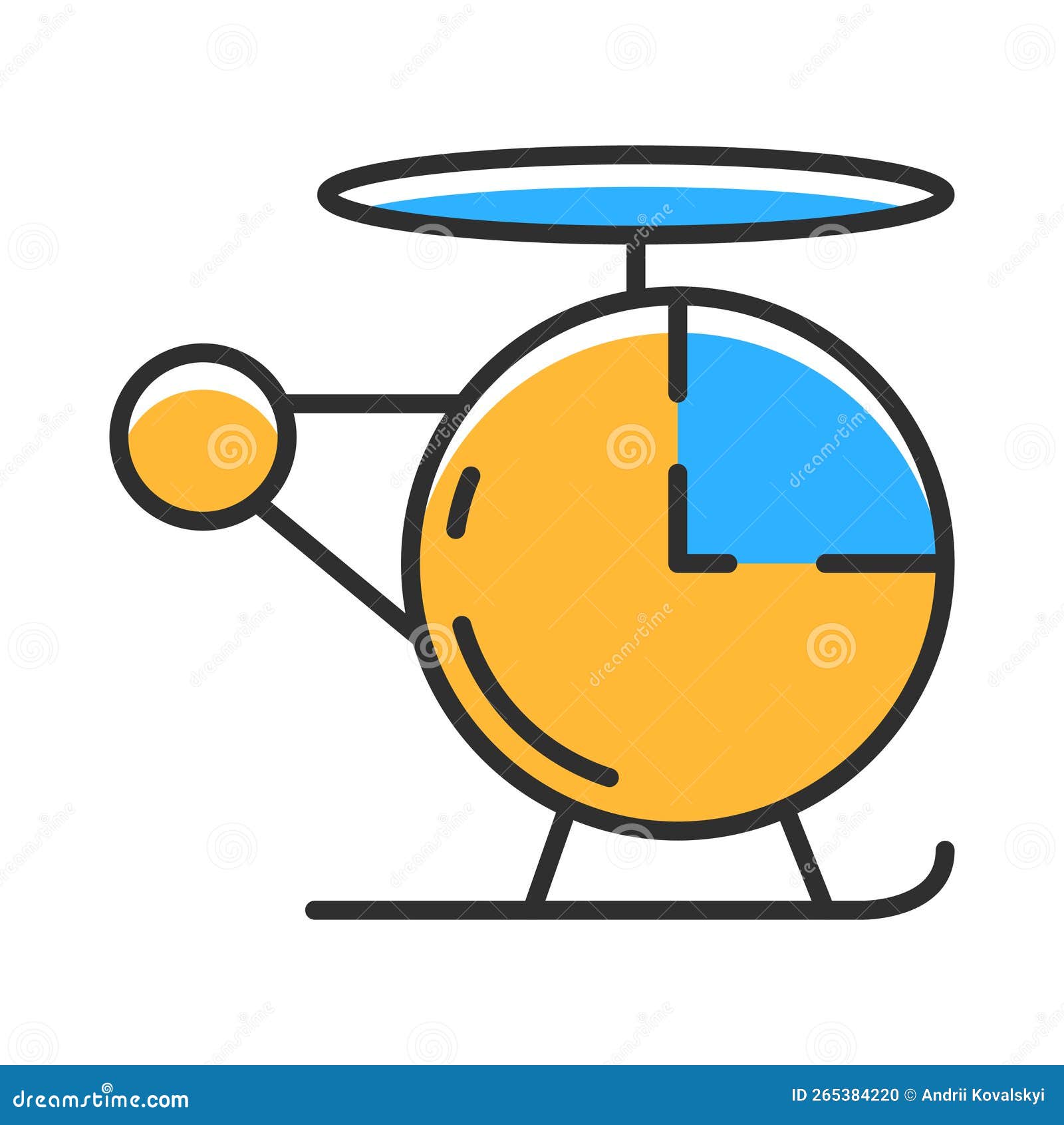 Helicopter Line Flat Icon. Fly Transport Illustration Stock ...