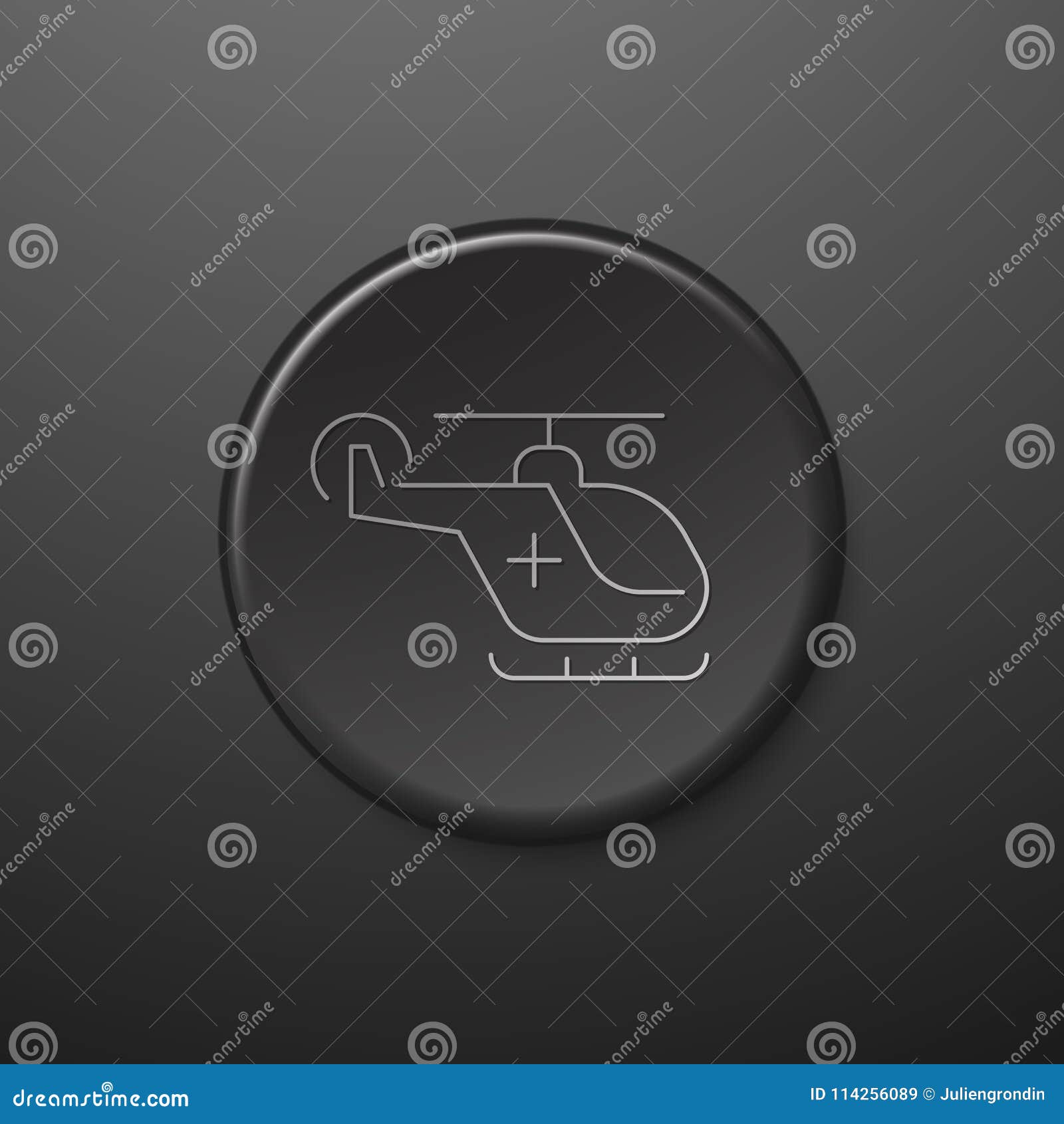 Helicopter Line Icon. Black Push-Button Stock Illustration ...