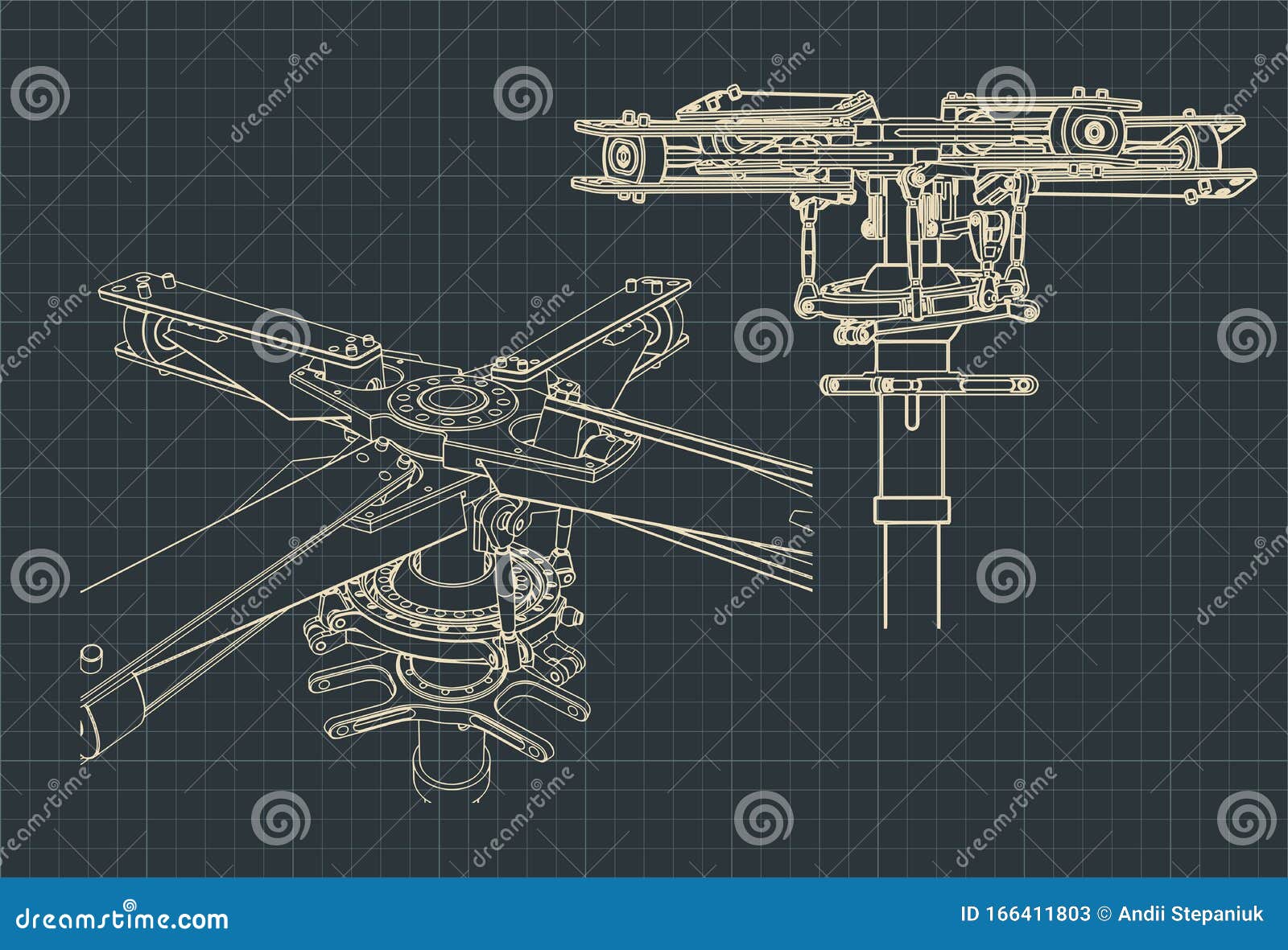 Helicopter Main Rotor Blueprint Stock Vector - Illustration of mechanic ...