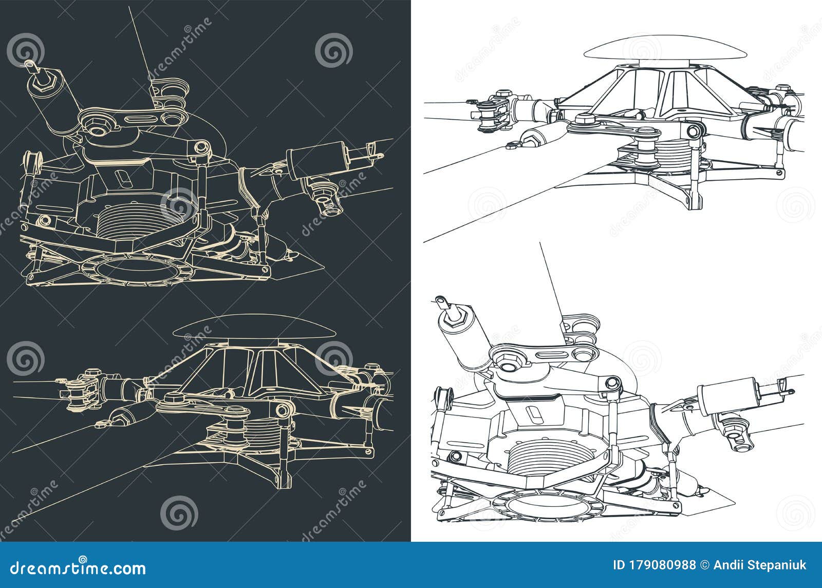 Helicopter Main Rotor Drawings Stock Vector - Illustration of isolated ...