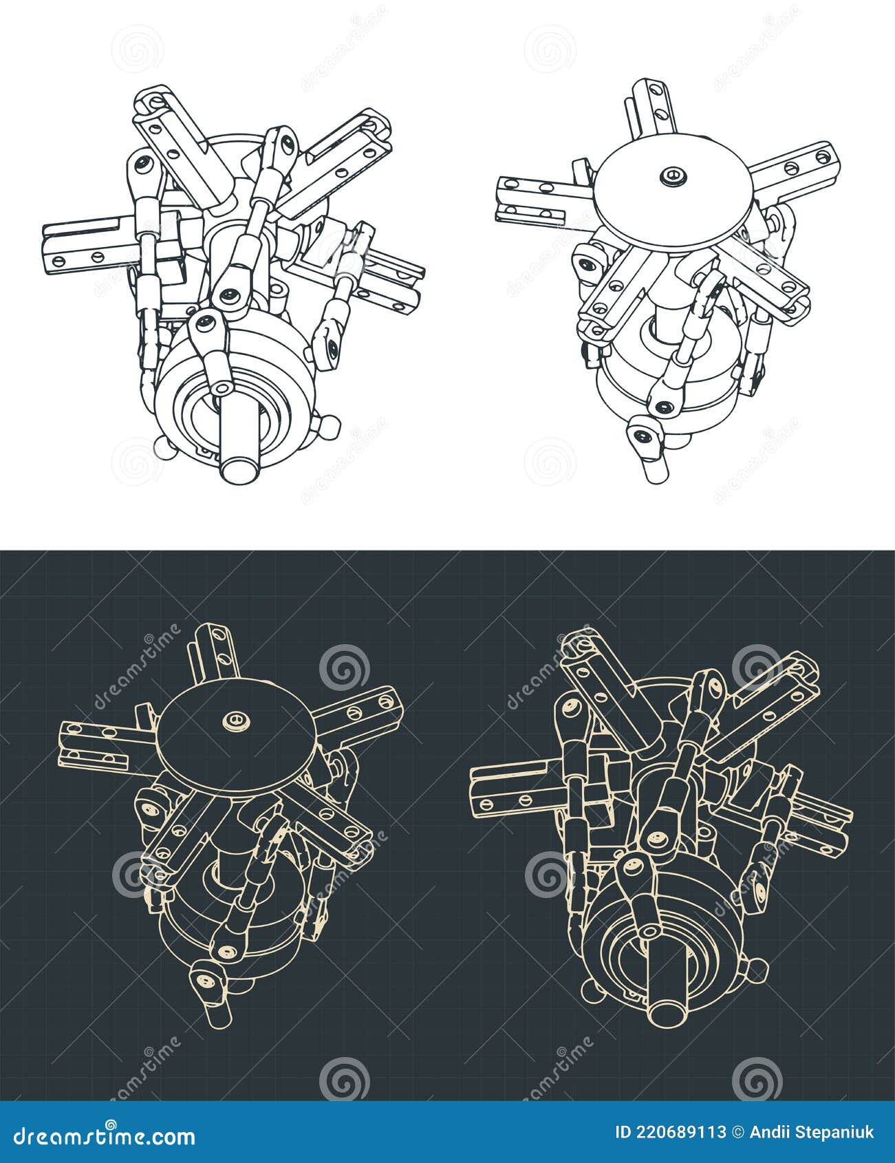 Helicopter Main Rotor Isometric Drawings Stock Vector - Illustration of ...