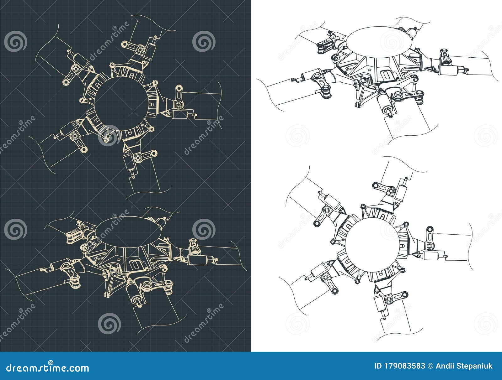 Helicopter Main Rotor Isometric Drawings Cartoon Vector | CartoonDealer ...