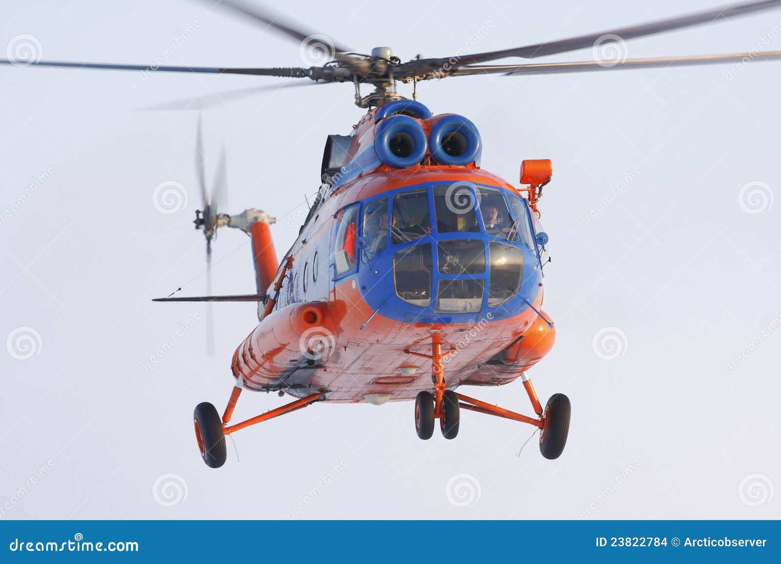 Helicopter Mi-8 Flying is Sky Editorial Stock Image - Image of engine ...