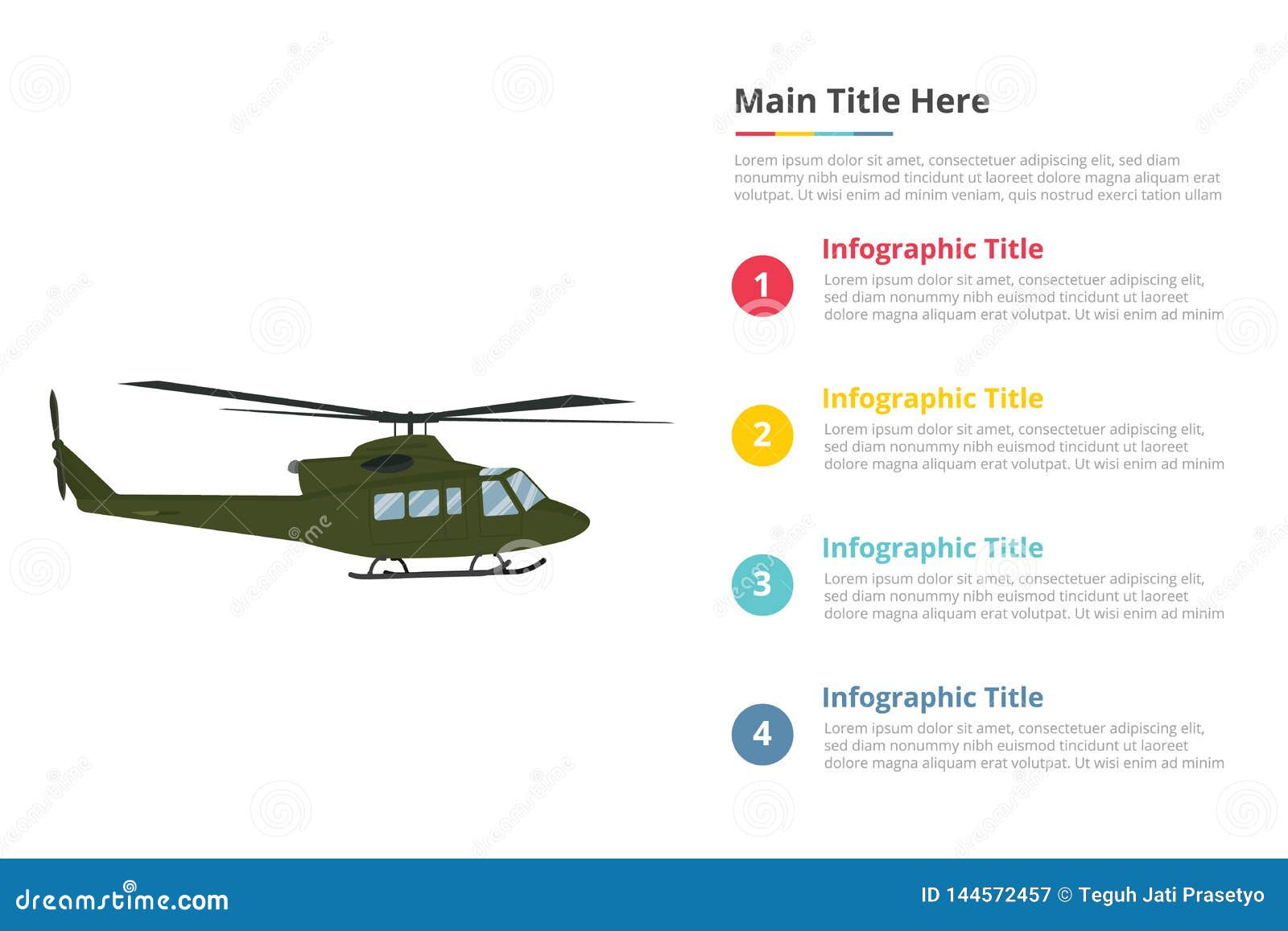 Helicopter Military Armyu Infographics Template with 4 Points of Free ...