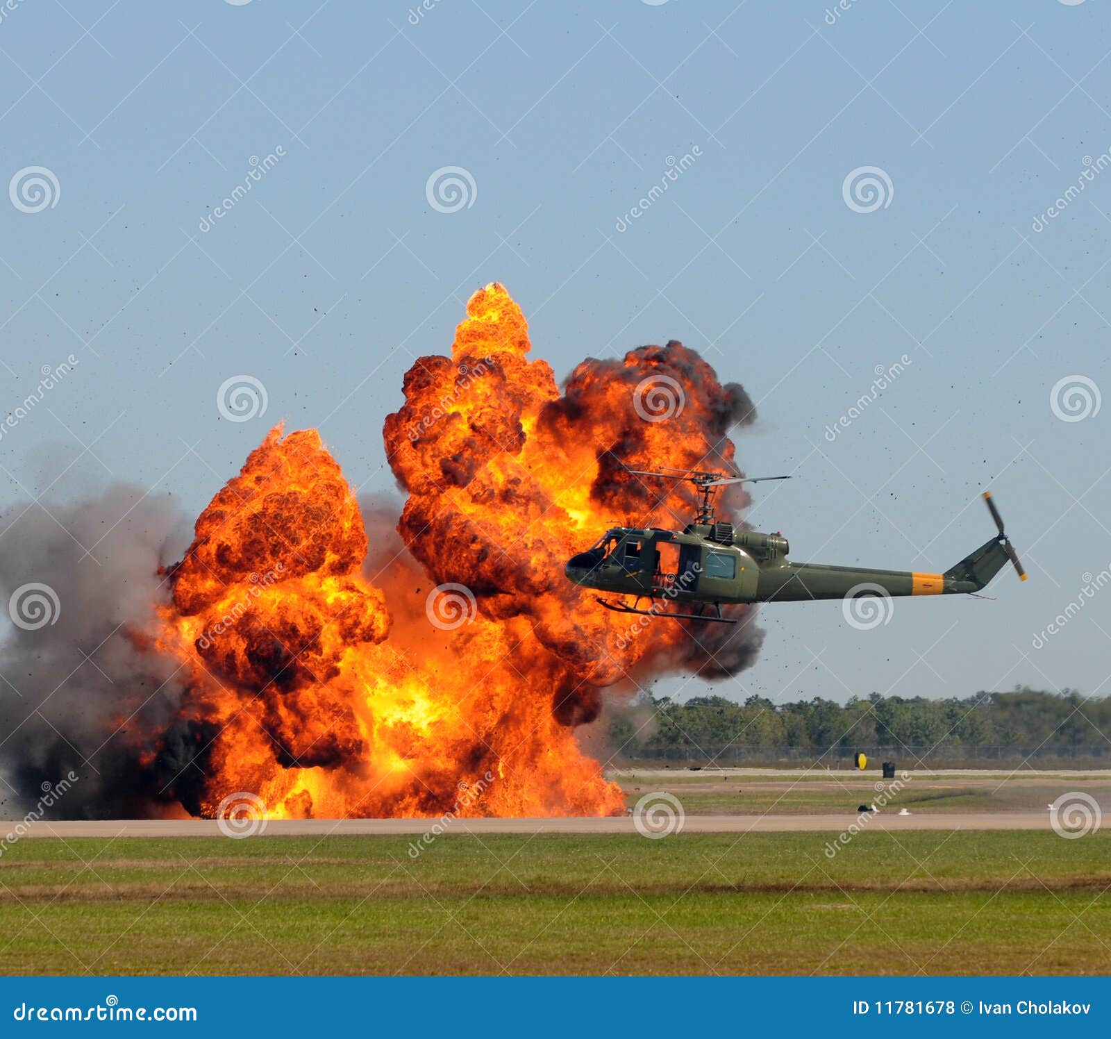 Helicopter near explosion stock photo. Image of chopper - 11781678