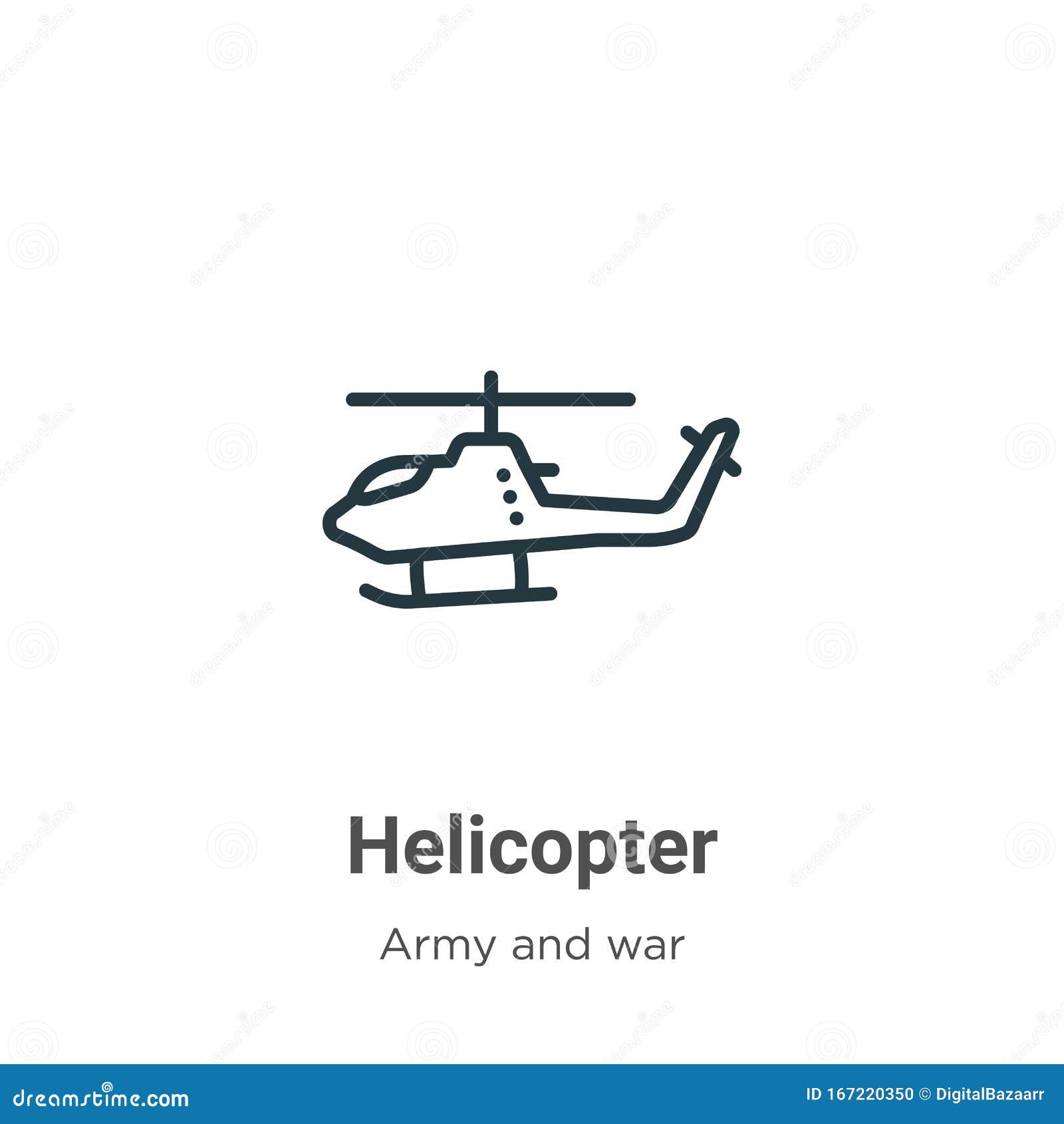 Helicopter Outline Vector Icon. Thin Line Black Helicopter Icon, Flat ...