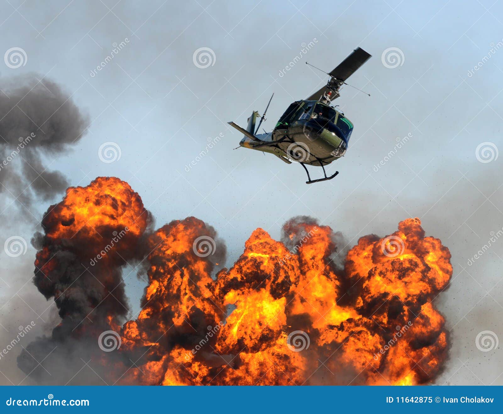 Helicopter over fire stock image. Image of explosive - 11642875