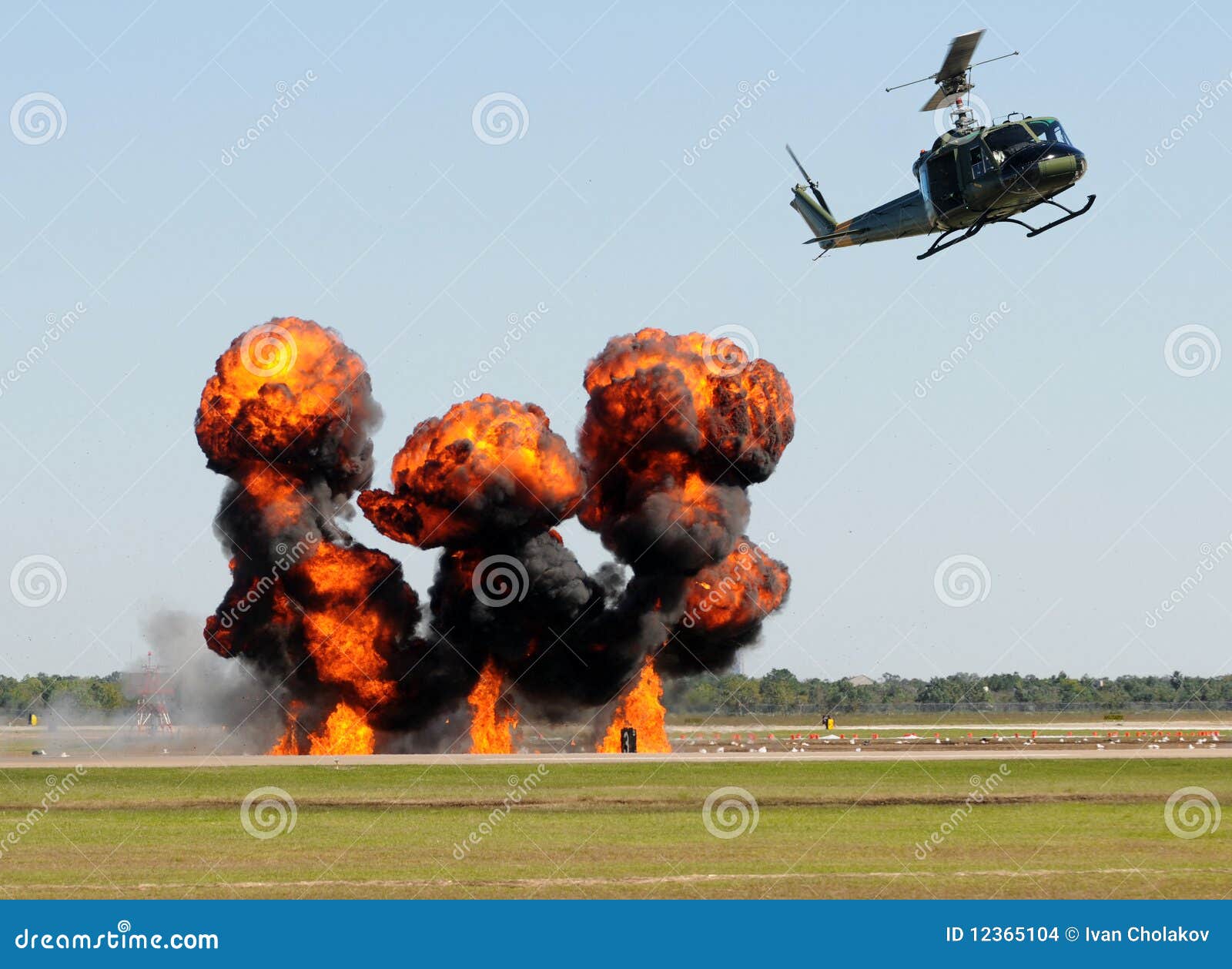 Helicopter over fire stock photo. Image of fireball, fiery - 12365104