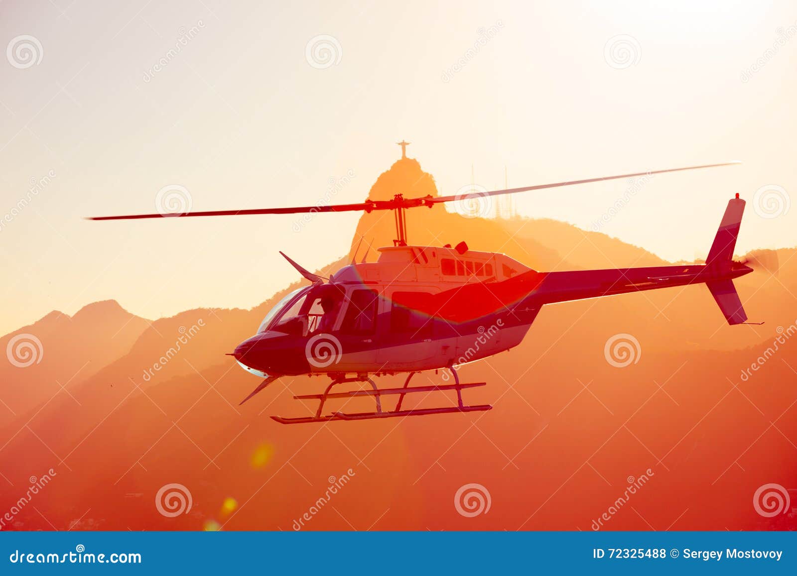 Helicopter over the Rio stock photo. Image of night, downtown - 72325488