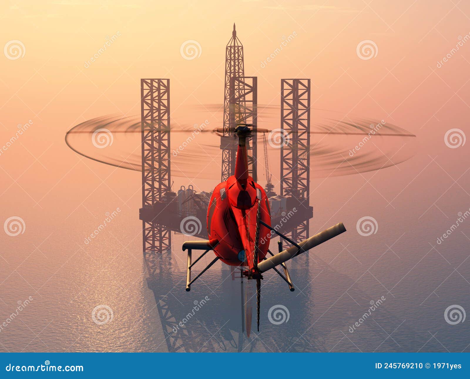 Helicopter over the sea stock illustration. Illustration of render ...