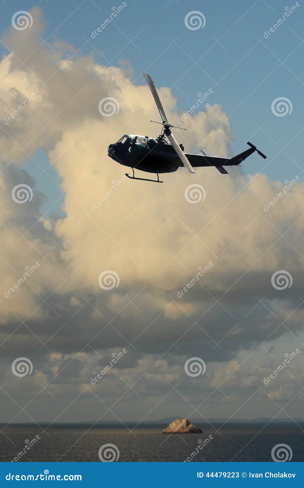 Helicopter over water stock image. Image of chopper, transportation ...