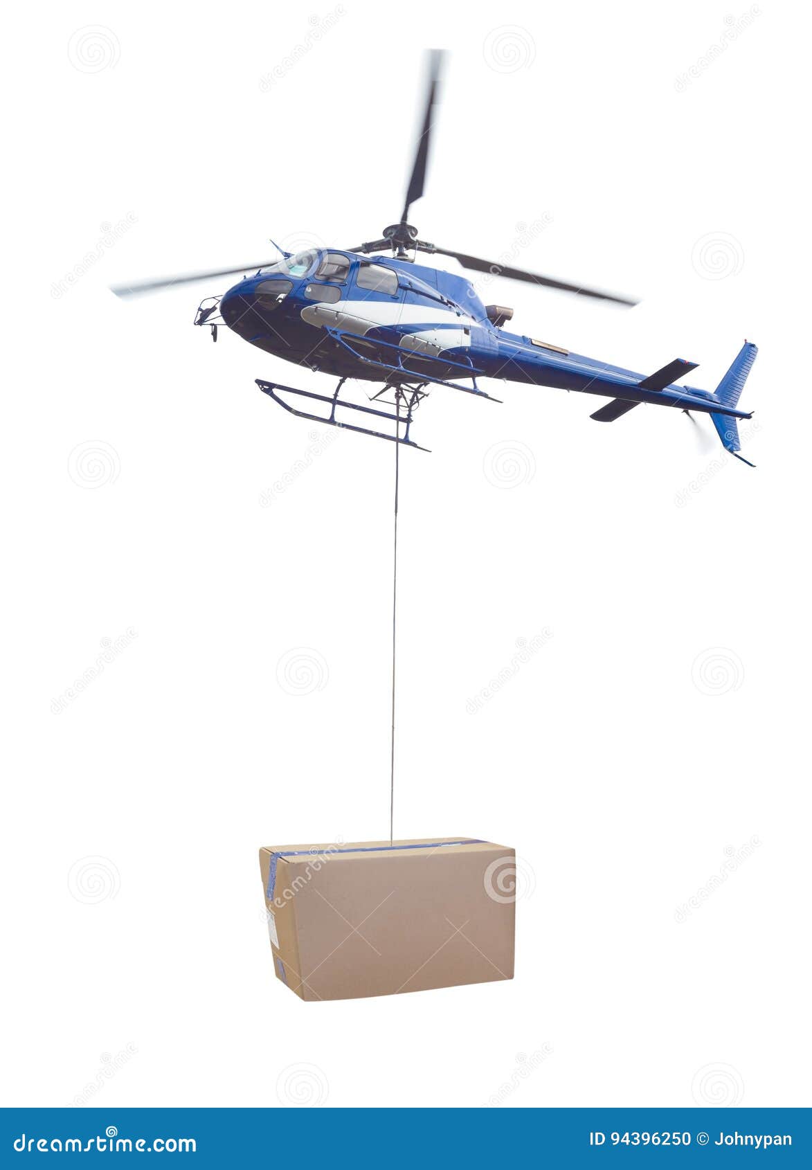 Helicopter and Package Delivery of Box Isolated Stock Photo - Image of ...