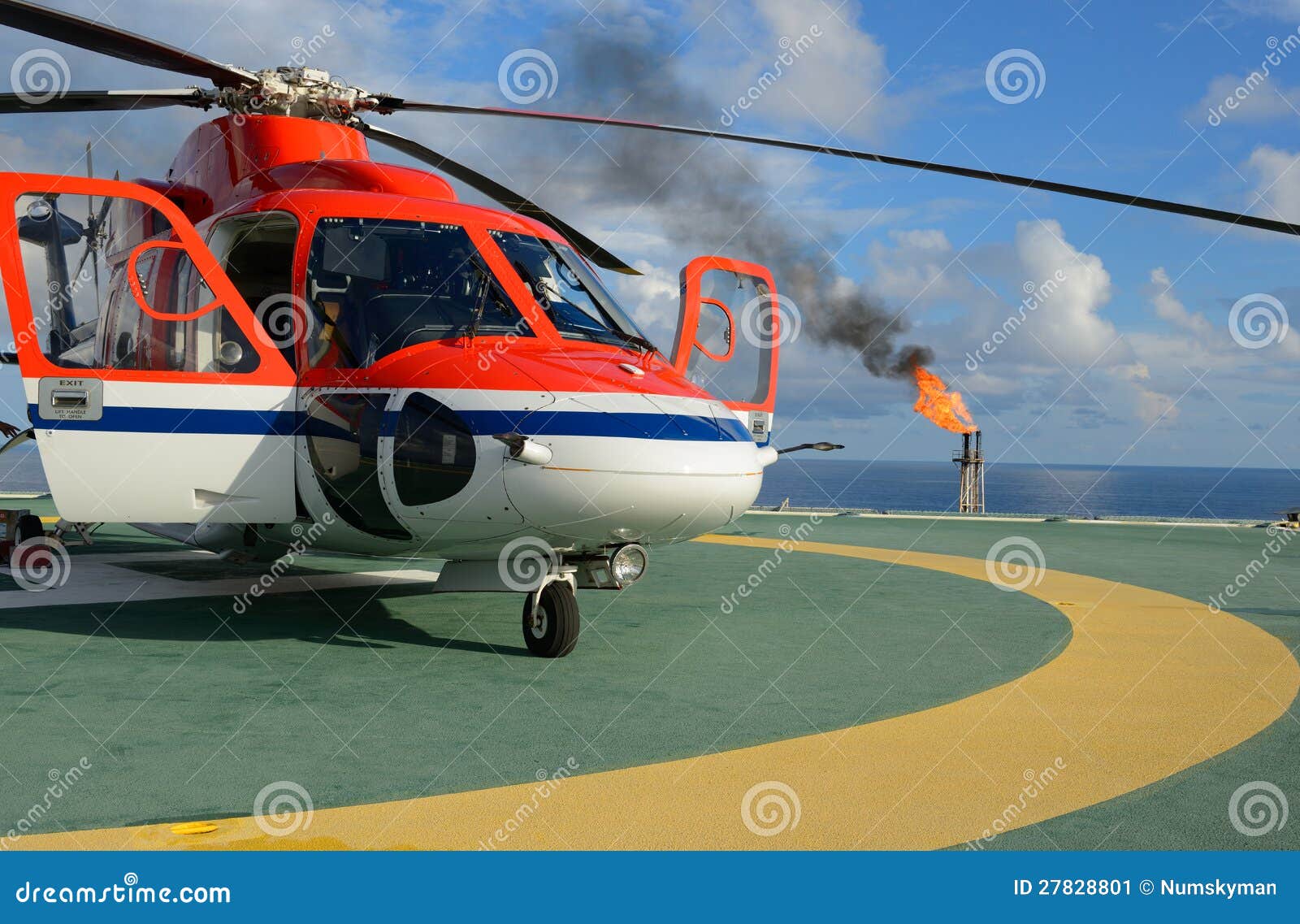 Helicopter park on oil rig stock image. Image of field - 27828801