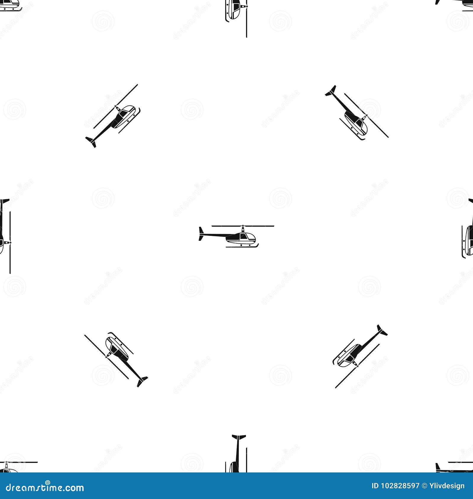 Helicopter Pattern. Helicopter Aircraft. Vector Themed Background. Flat ...