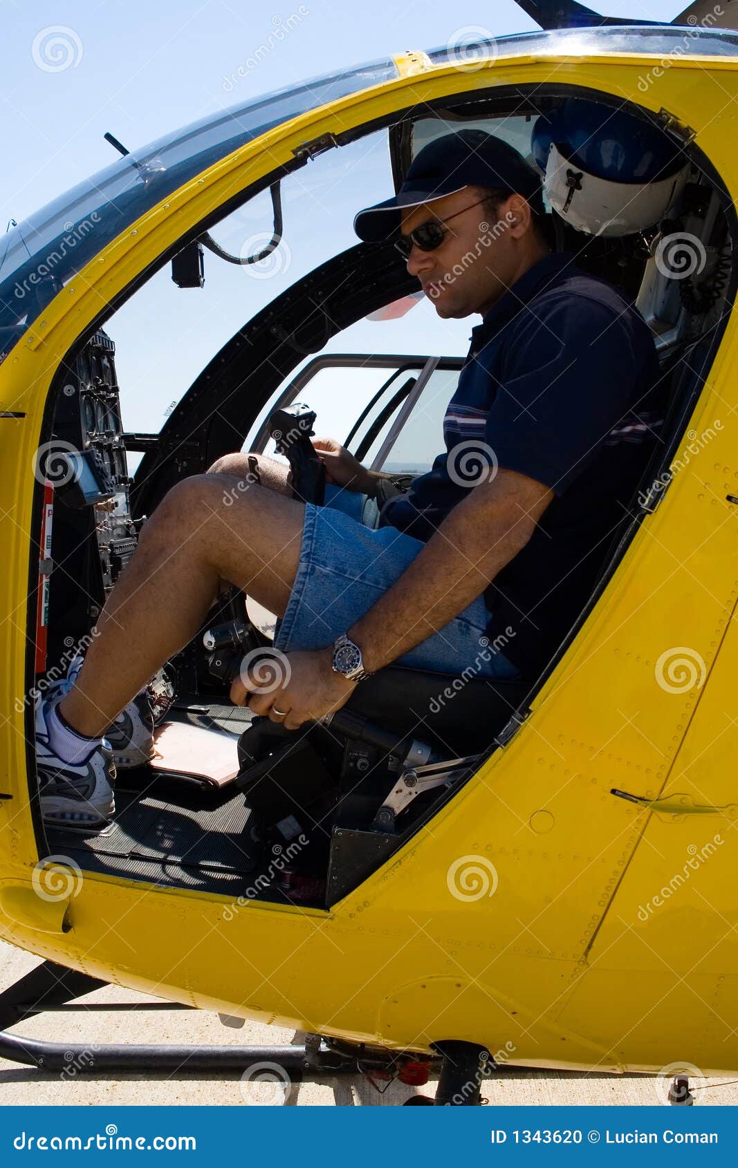 Helicopter Pilot In Flight For Oil Rig Operation Royalty-Free Stock ...