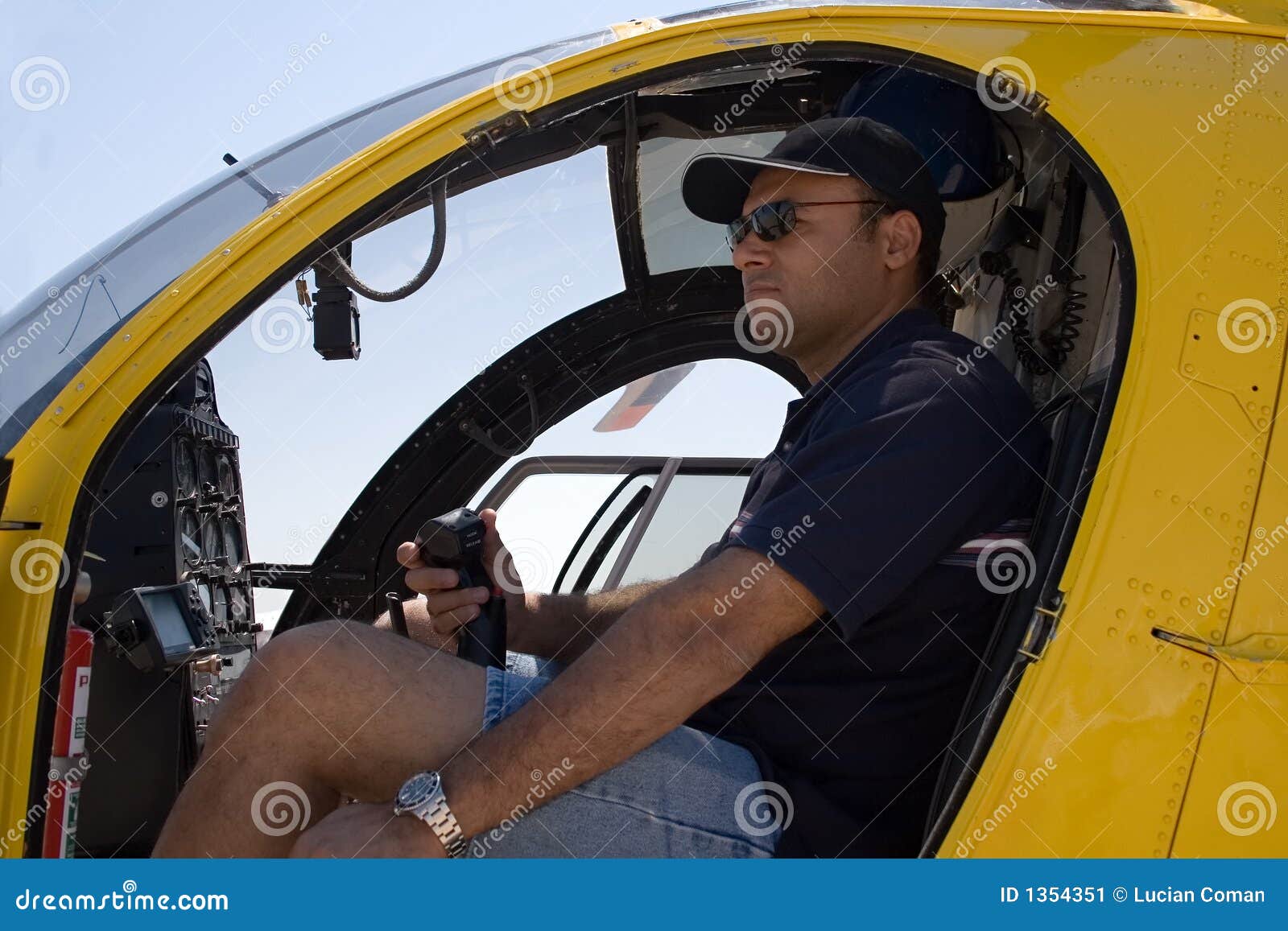 Helicopter Pilot In Flight For Oil Rig Operation Royalty-Free Stock ...