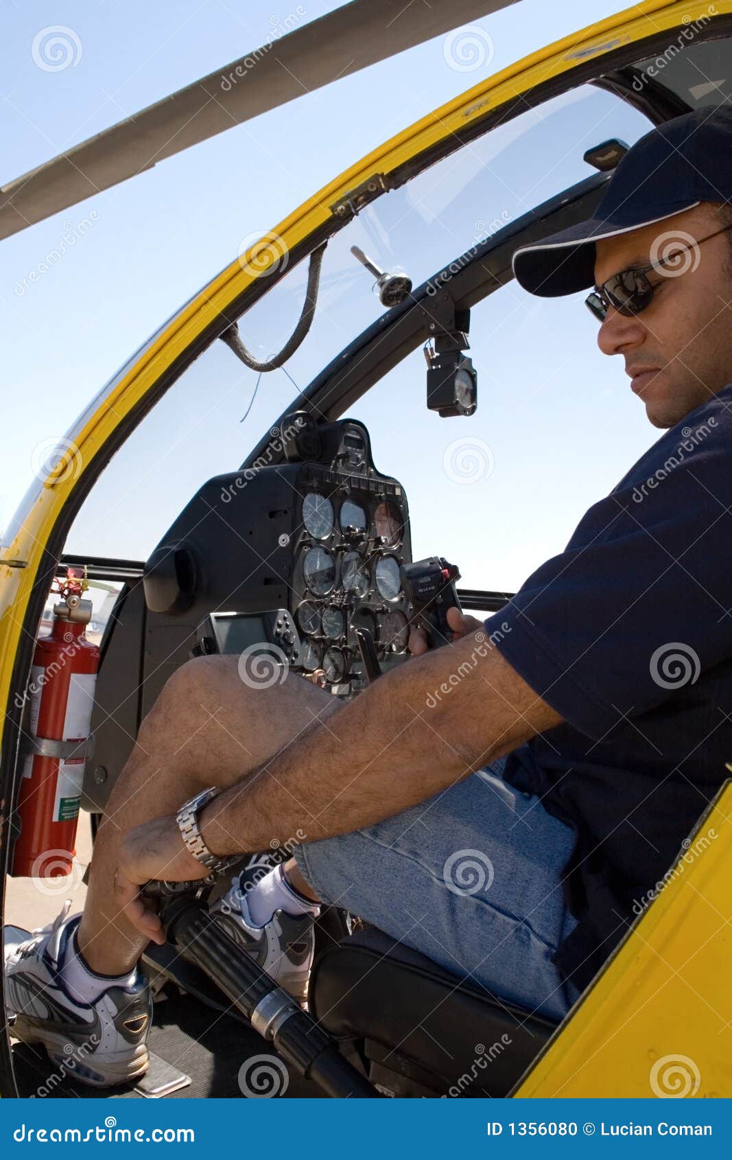 Helicopter Pilot In Flight For Oil Rig Operation Royalty-Free Stock ...