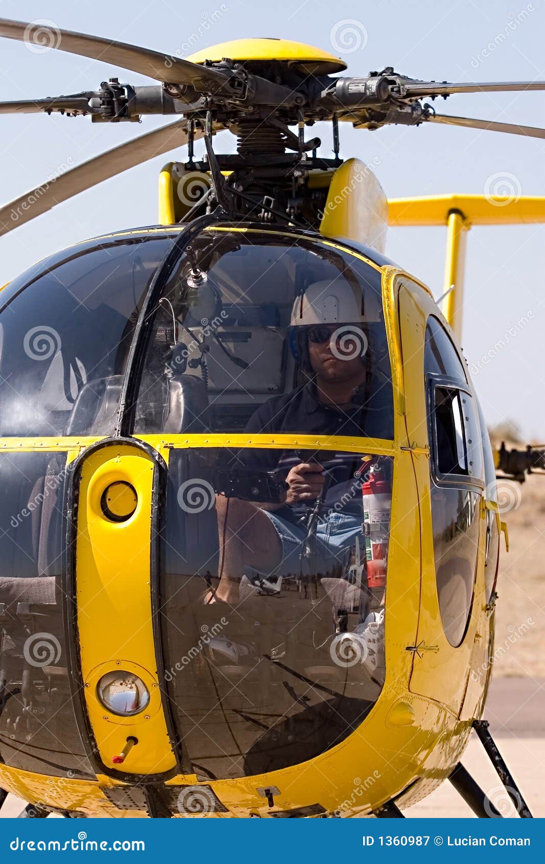 Helicopter Pilot Studying Flight Route Map At Cockpit Royalty-Free ...