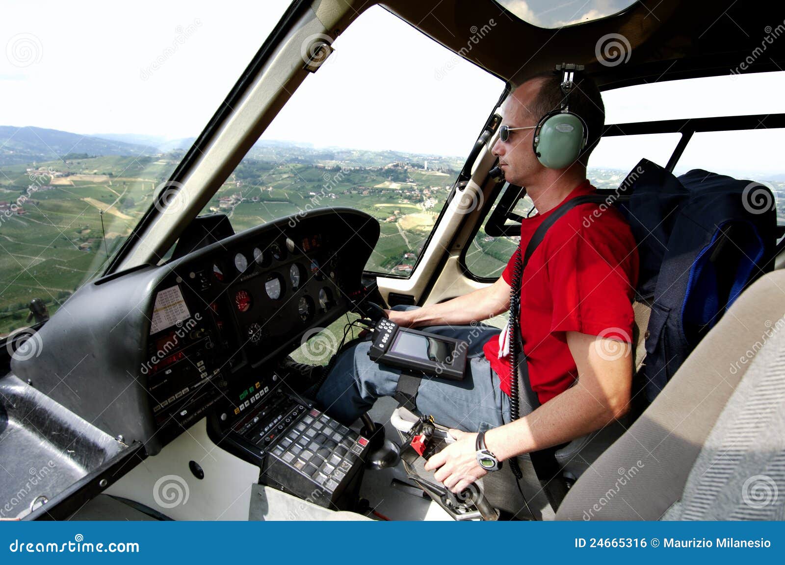 Helicopter Pilot In Flight For Oil Rig Operation Royalty-Free Stock ...