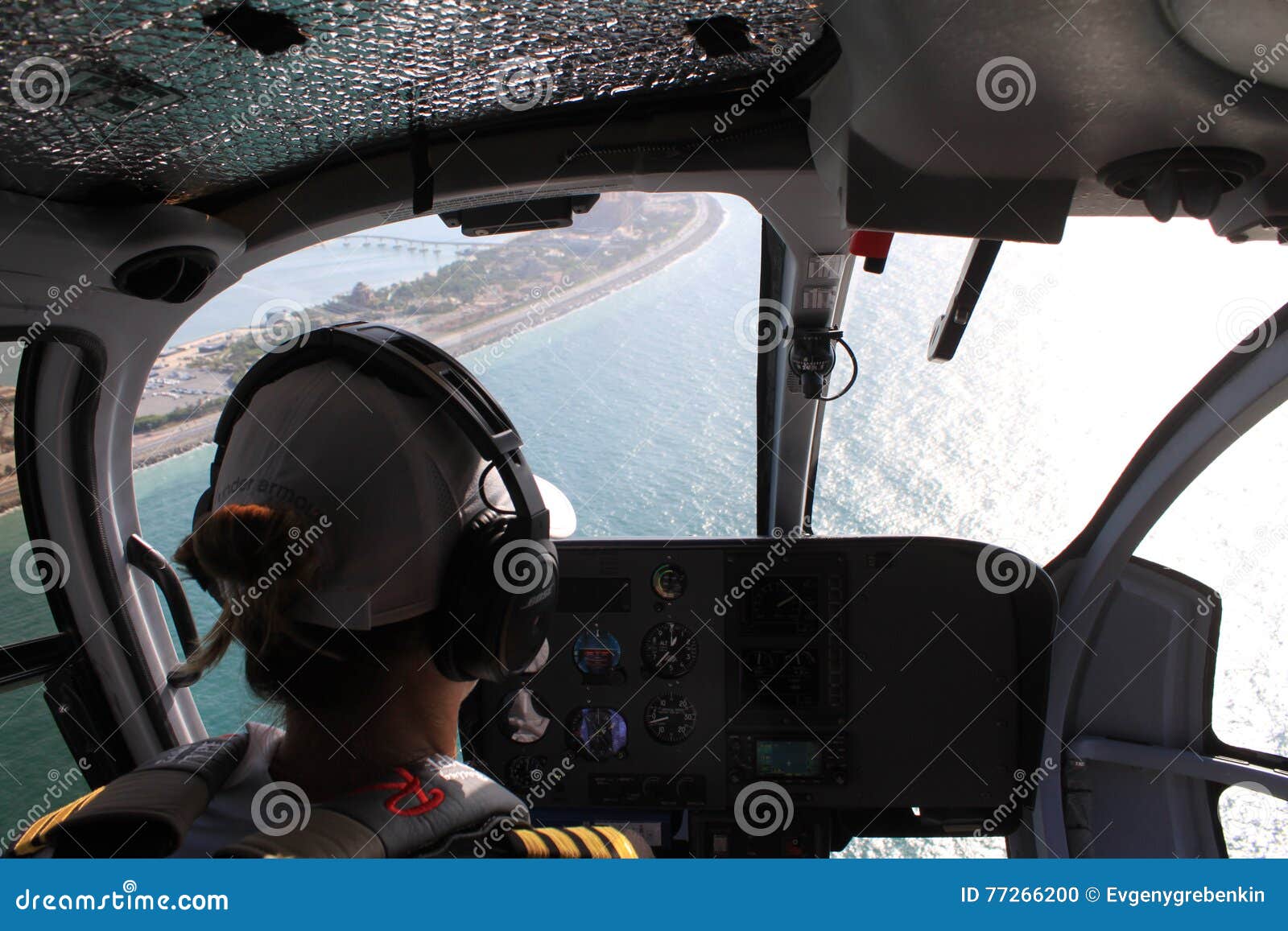 Woman Helicopter Pilot Flights the Helicopter Editorial Image - Image ...