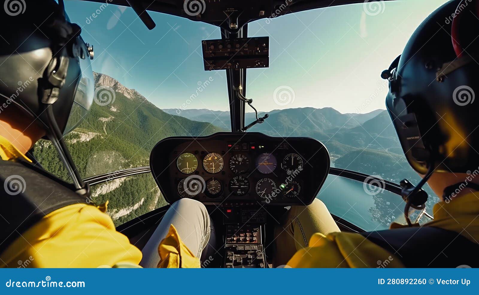 Helicopter Pilot First Person View. Generative AI. Stock Illustration ...