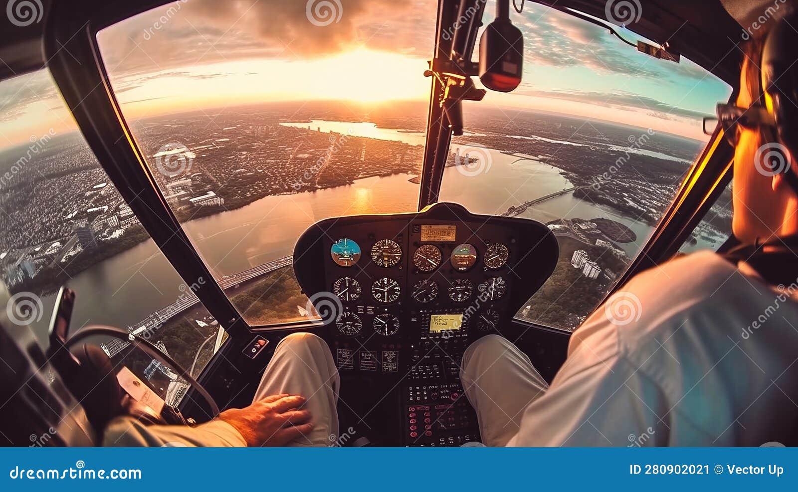 Helicopter Pilot First Person View. Generative AI. Stock Illustration ...