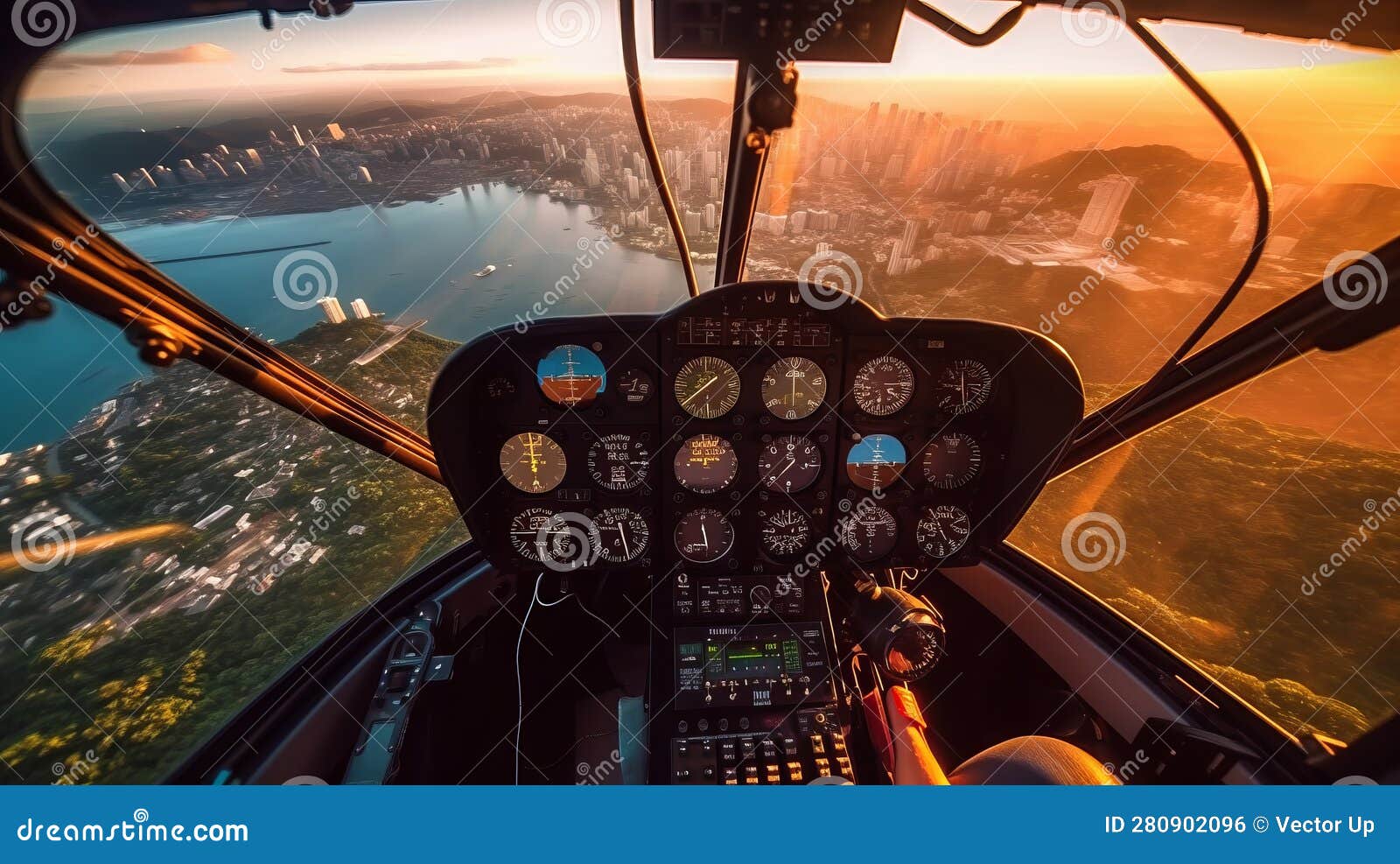 Helicopter Pilot First Person View. Generative AI. Stock Illustration ...