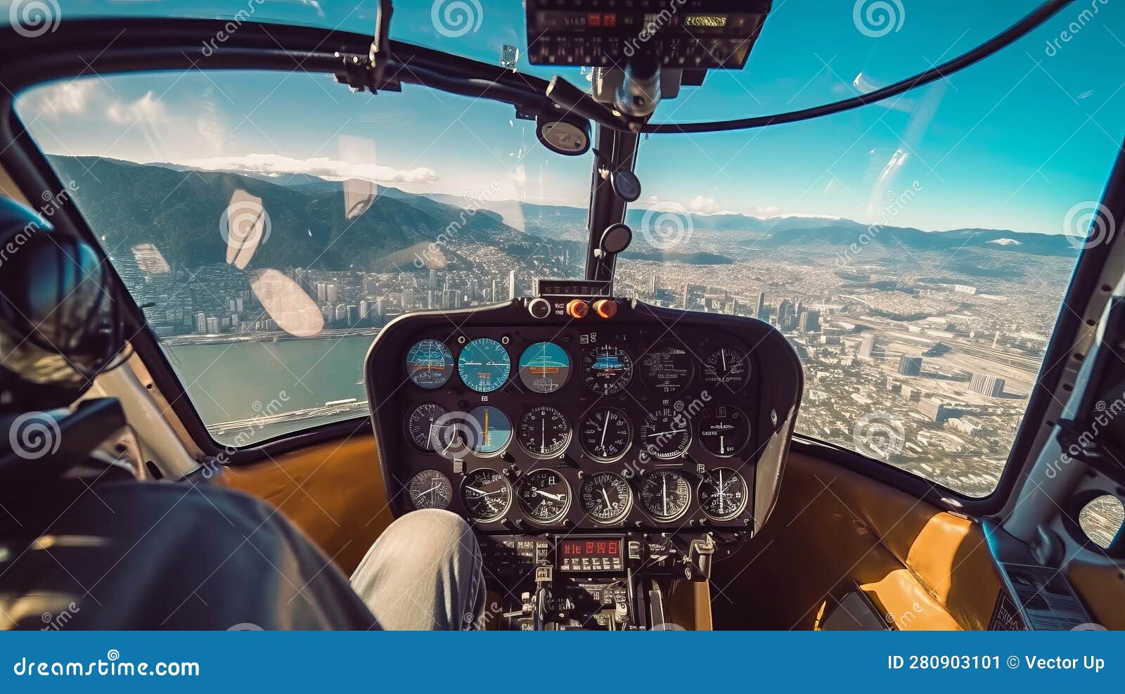 Helicopter Pilot First Person View. Generative AI. Stock Illustration ...