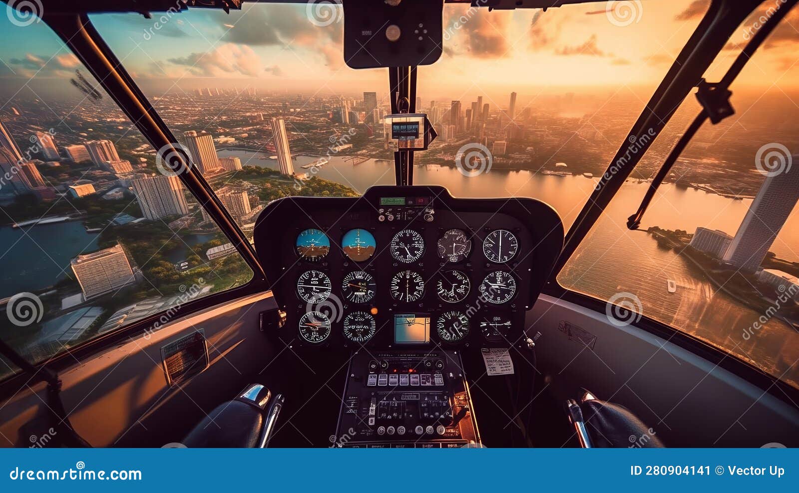 Helicopter Pilot First Person View. Generative AI. Stock Illustration ...