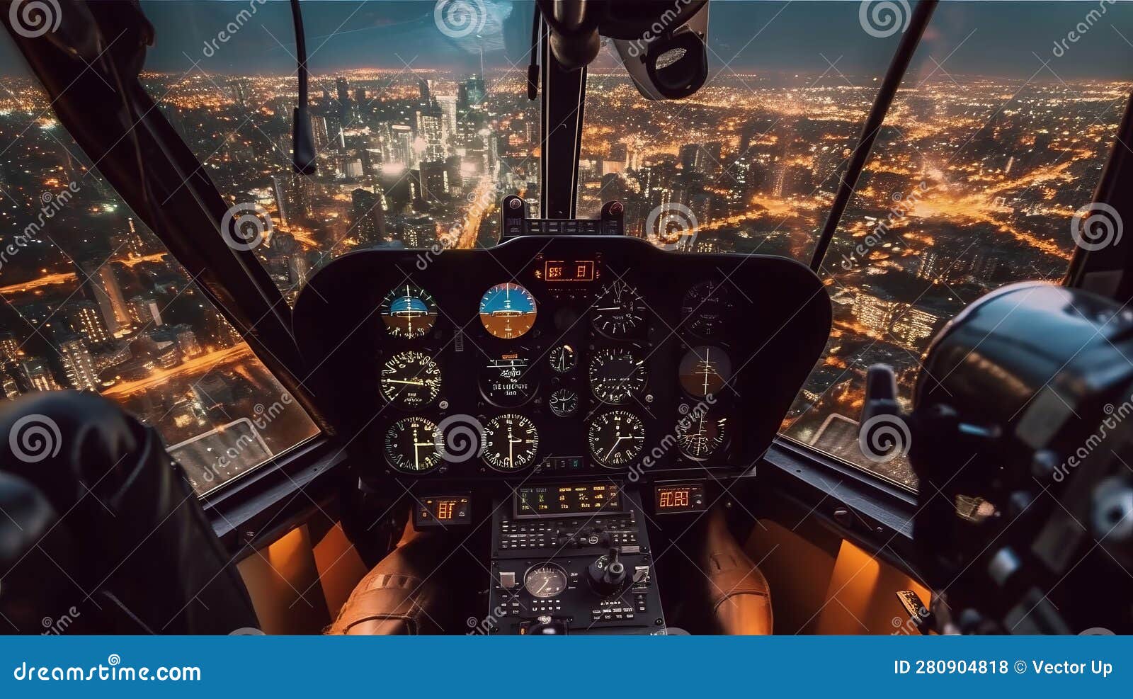 Helicopter Pilot First Person View. Generative AI. Stock Illustration ...