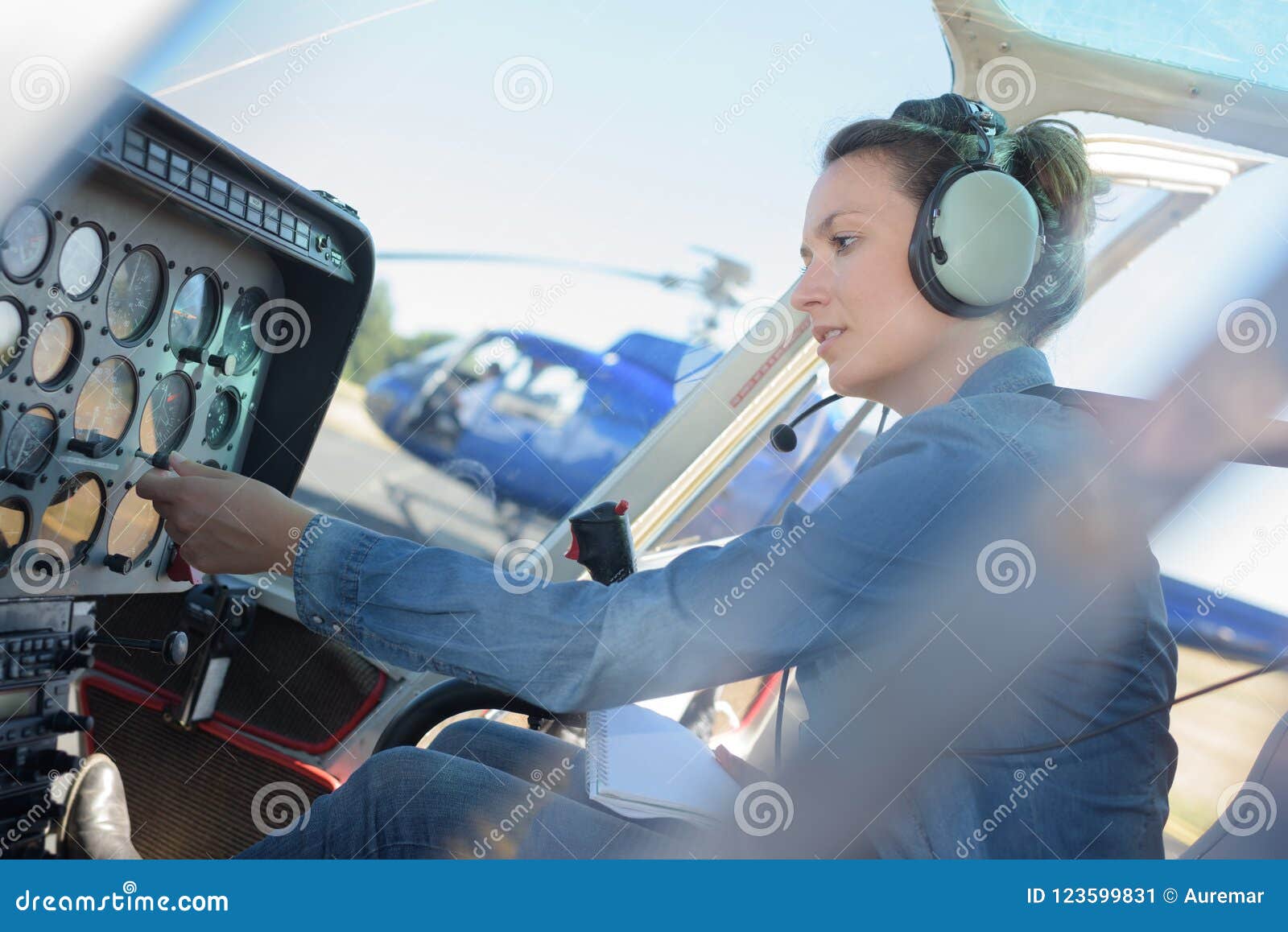 Helicopter Pilot Ready for Take Off Stock Image - Image of service ...