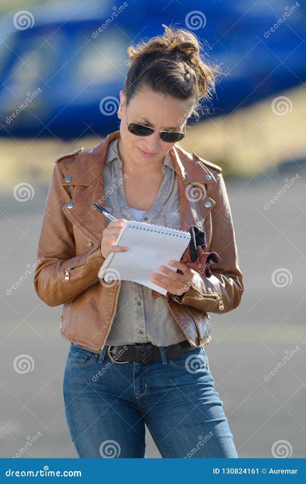 Helicopter Pilot Writing Notes Stock Image - Image of private, miles ...