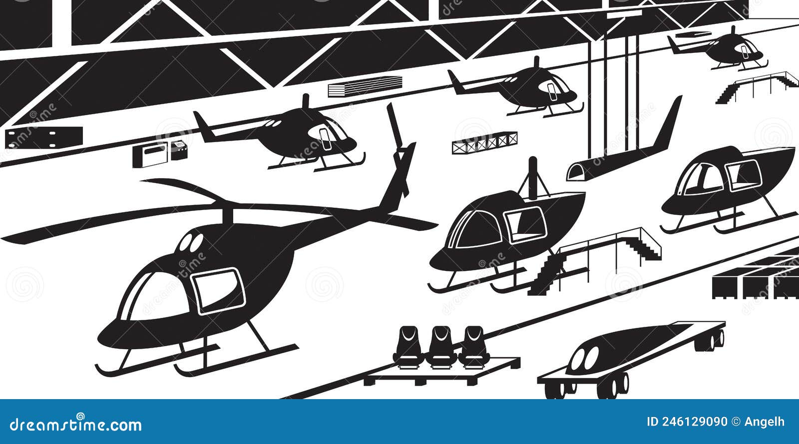 Helicopter production line stock vector. Illustration of helicopter ...