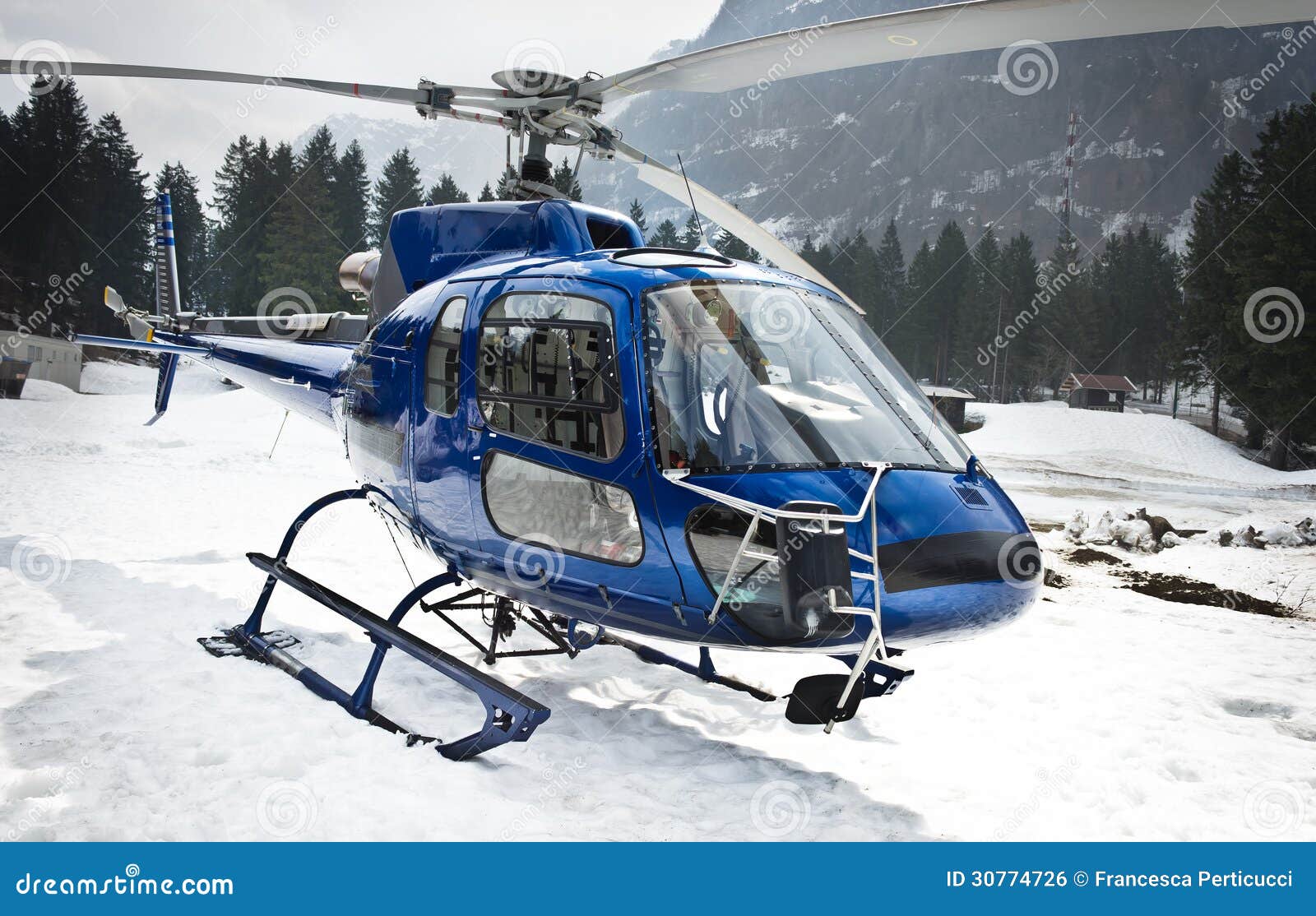 Helicopter Resting on the Snow - Front Stock Photo - Image of ...