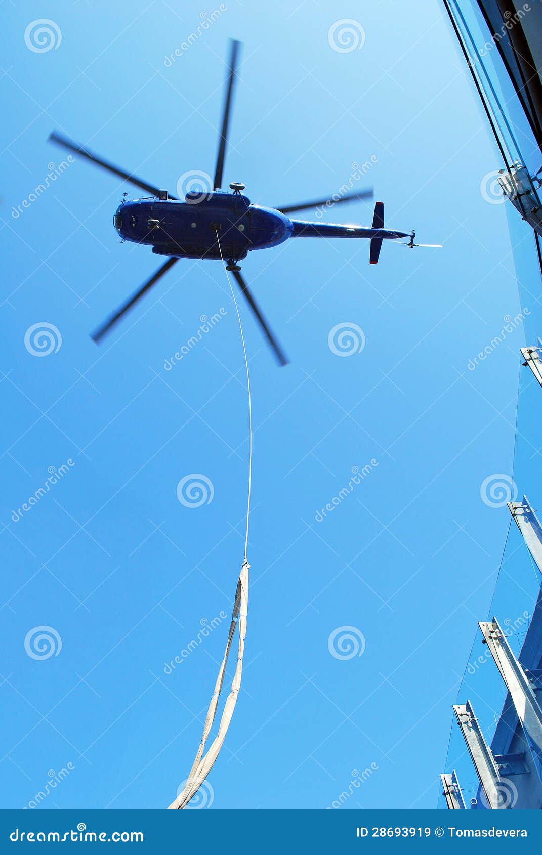 Helicopter with rope stock image. Image of transportation - 28693919