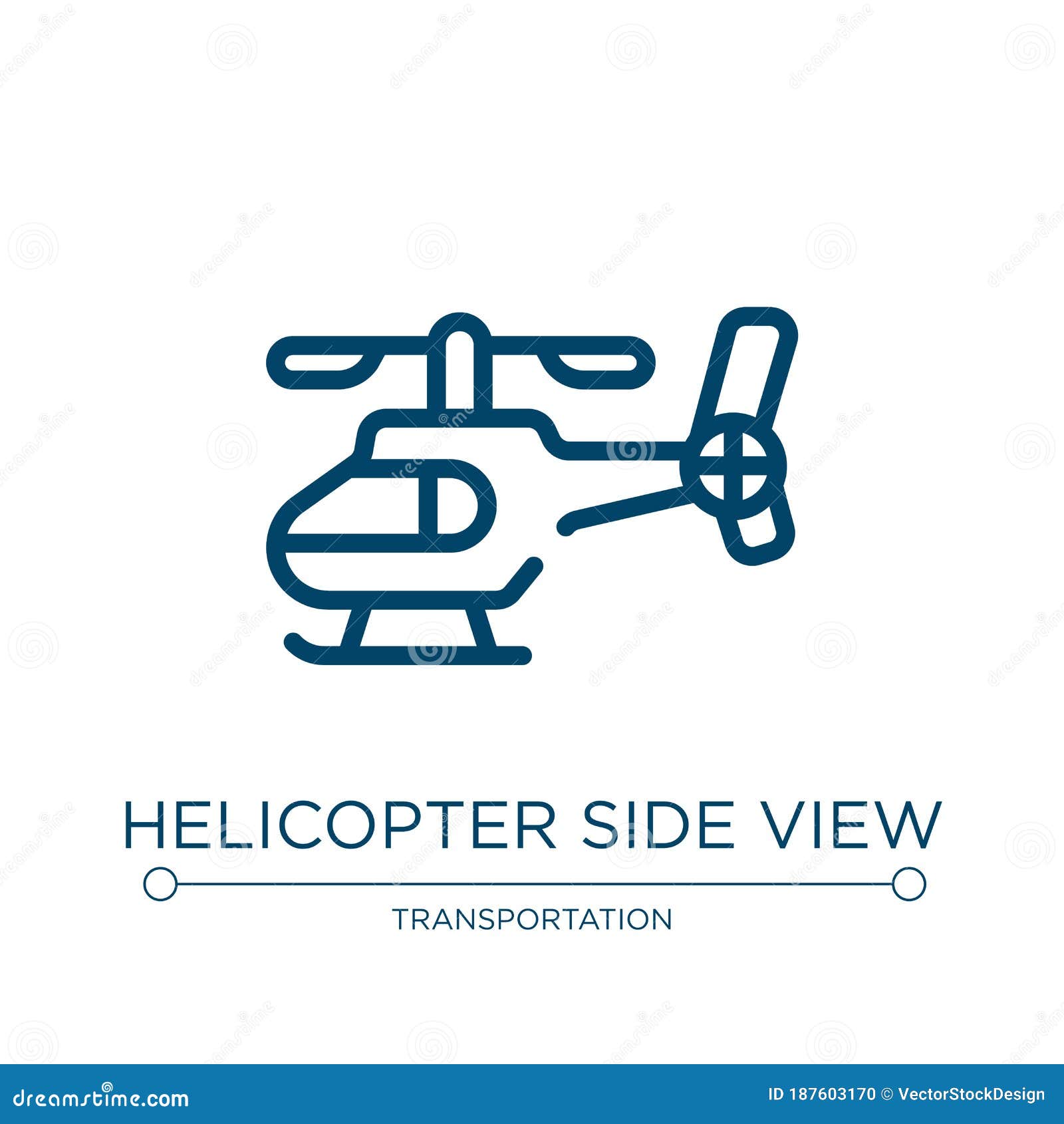 Helicopter Side View Icon. Linear Vector Illustration from Transporters ...