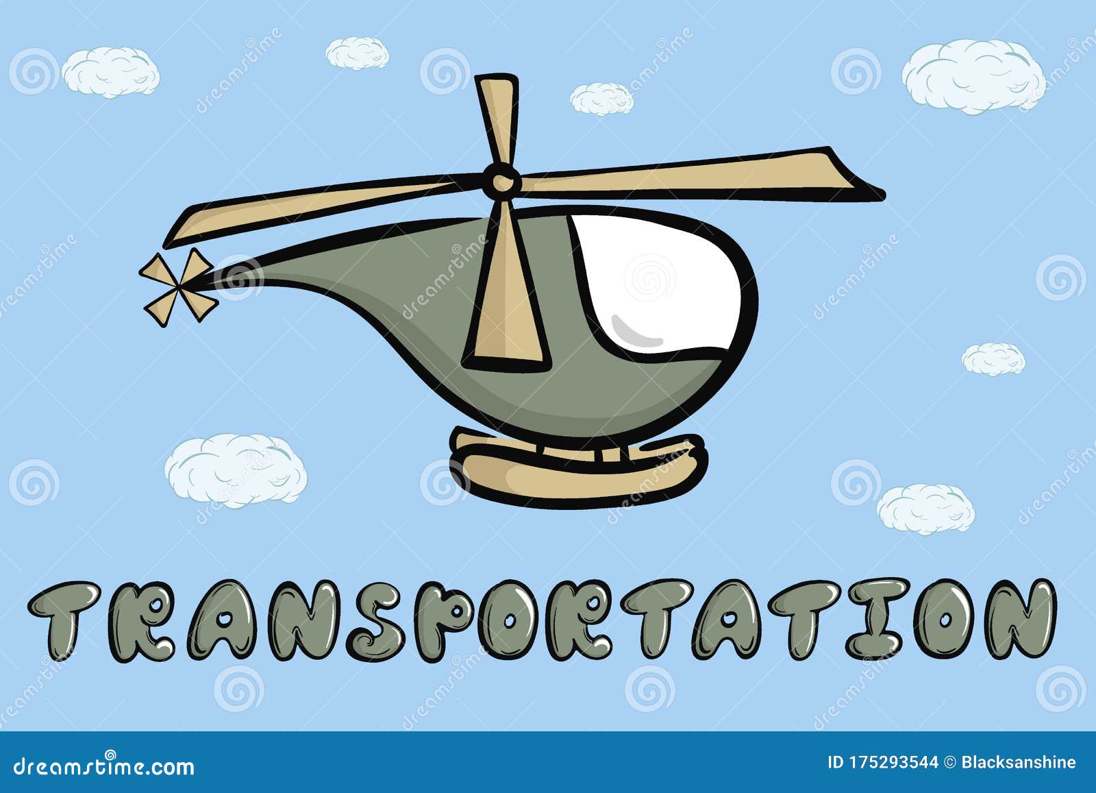Helicopter, Sky and Word Transportation Stock Vector - Illustration of ...