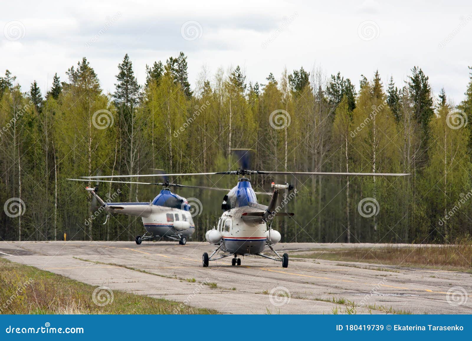 Helicopter Stands on the Runway Stock Image - Image of flying, forest ...